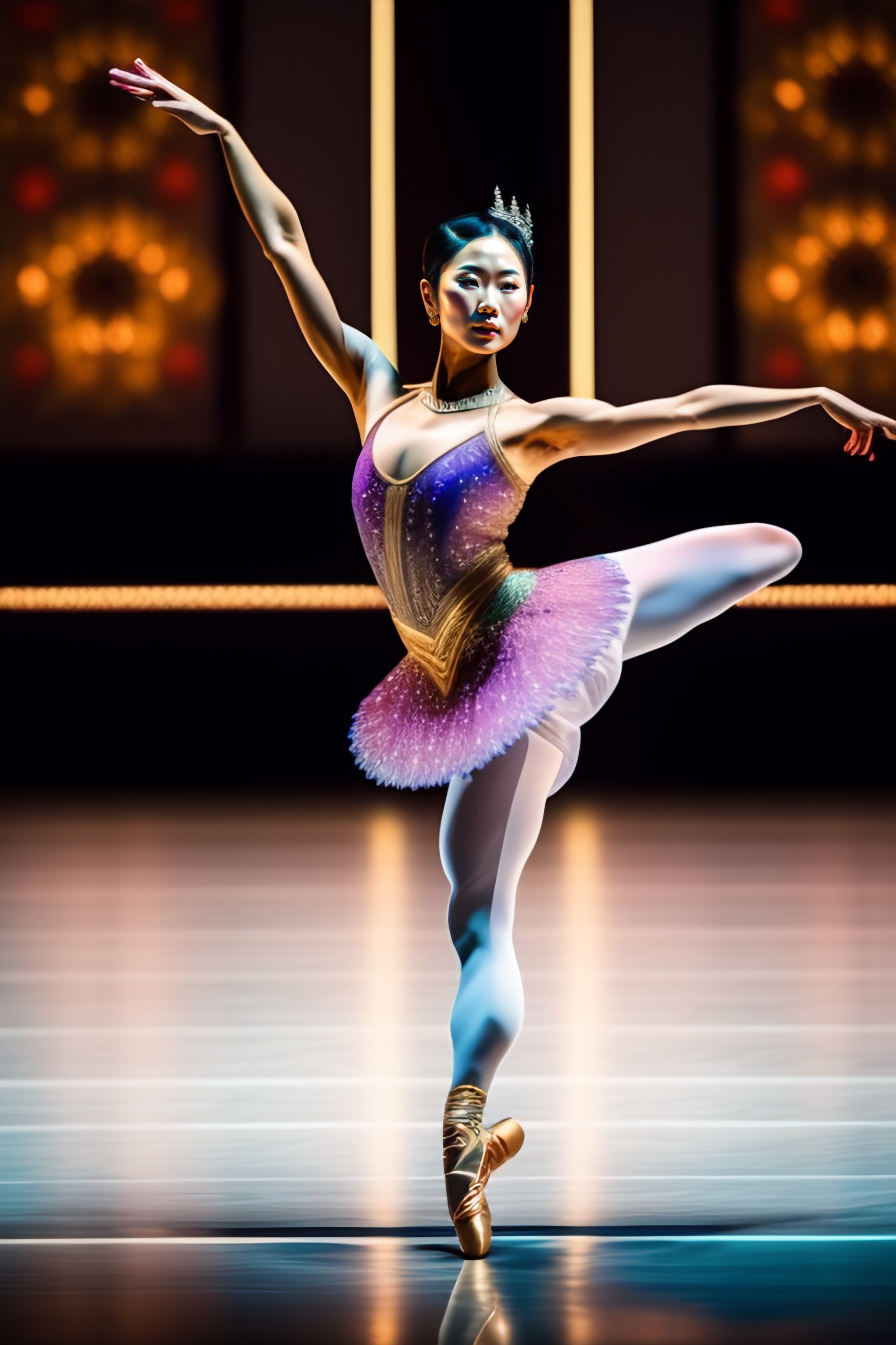 Lexica - Asian ballet dancer woman alone on a big stage, full body, intricate, elegant, highly ...