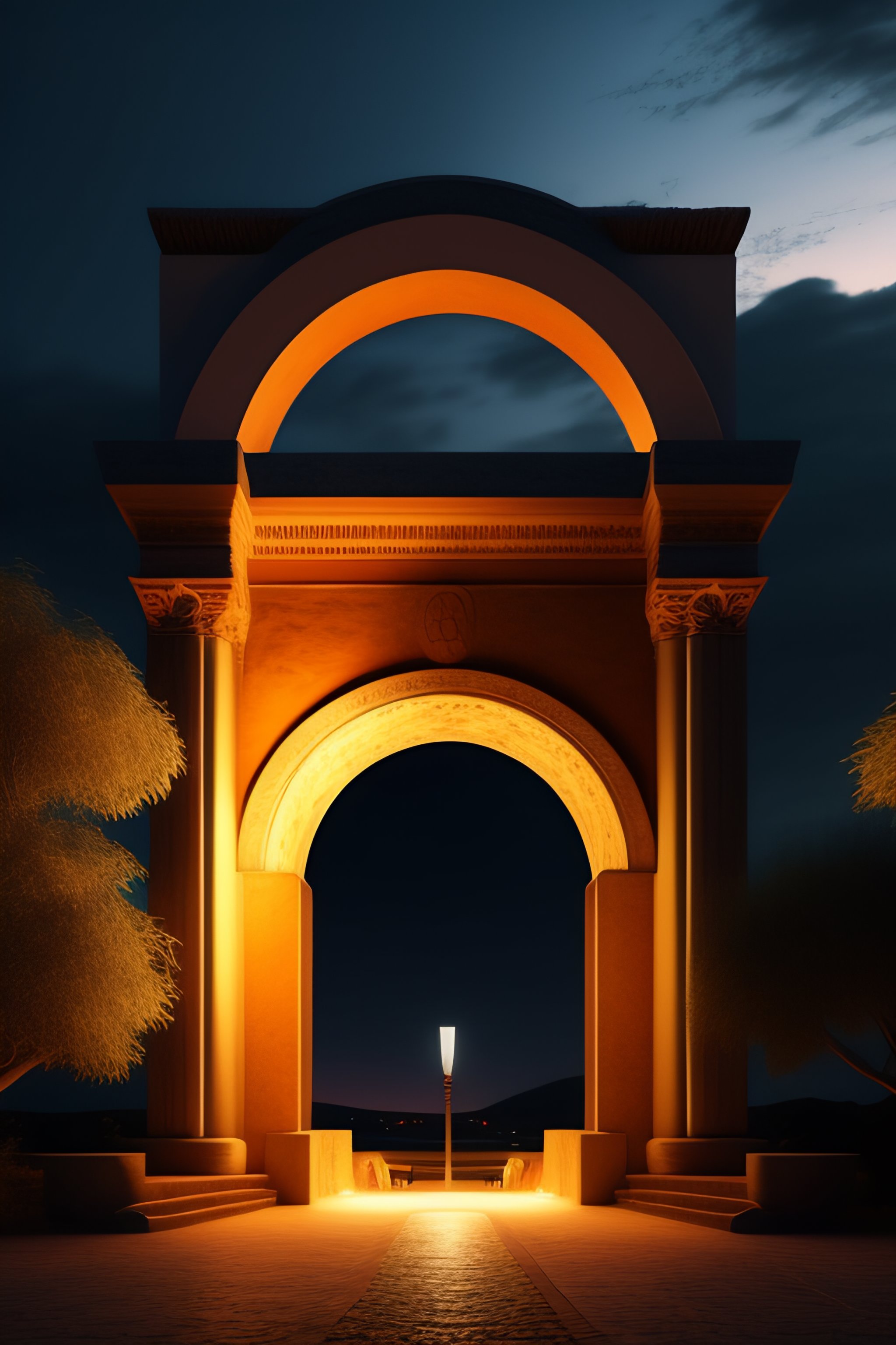 Lexica - Circular agora of ancient greece at night leading to virtual ...