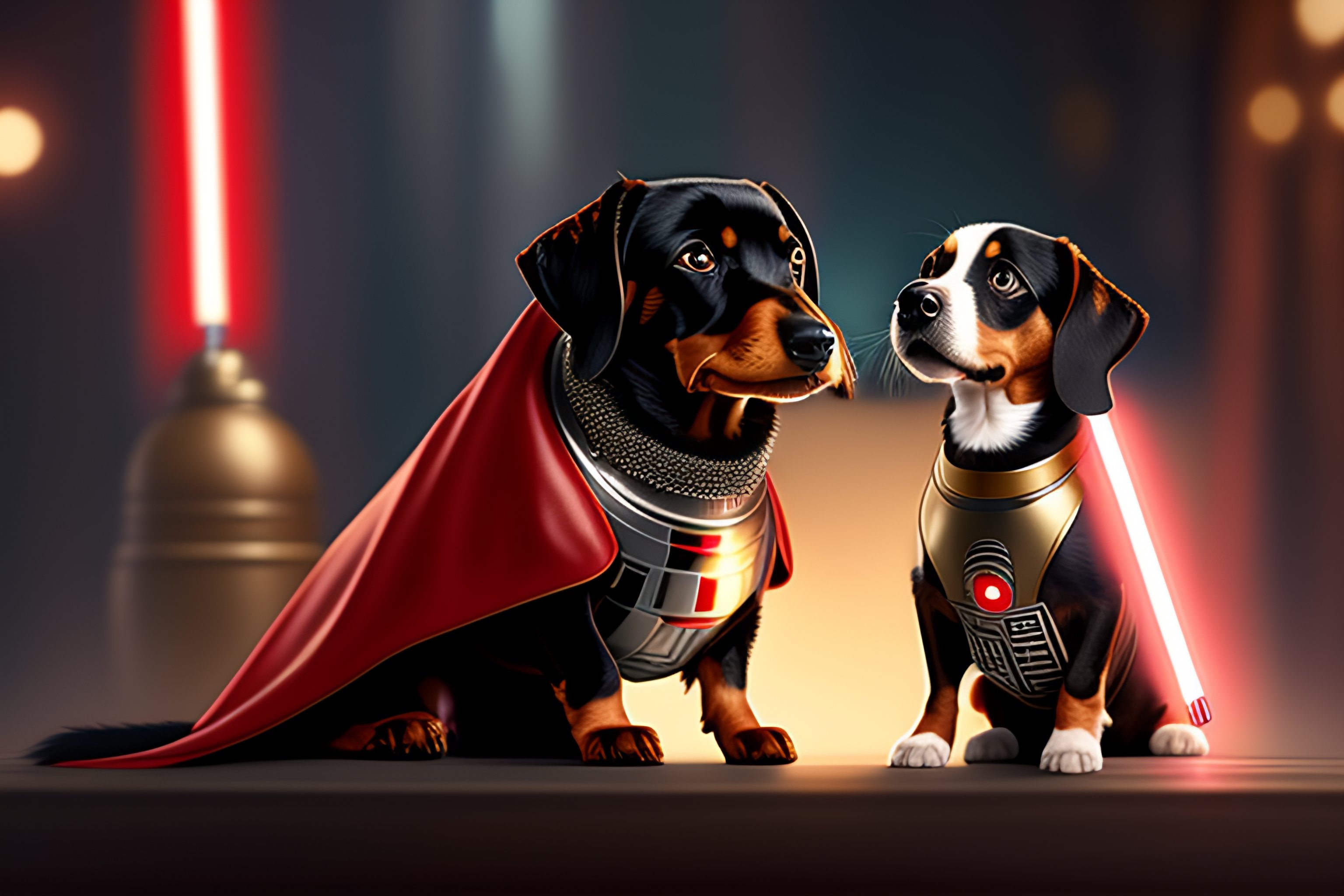 Lexica - Showing Star Wars scene artificial intelligence dog small ...