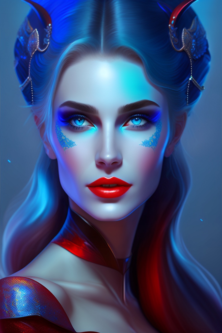 Lexica - Woman Mermaid vampire ,With blue eyes ,With fangs of a vampire