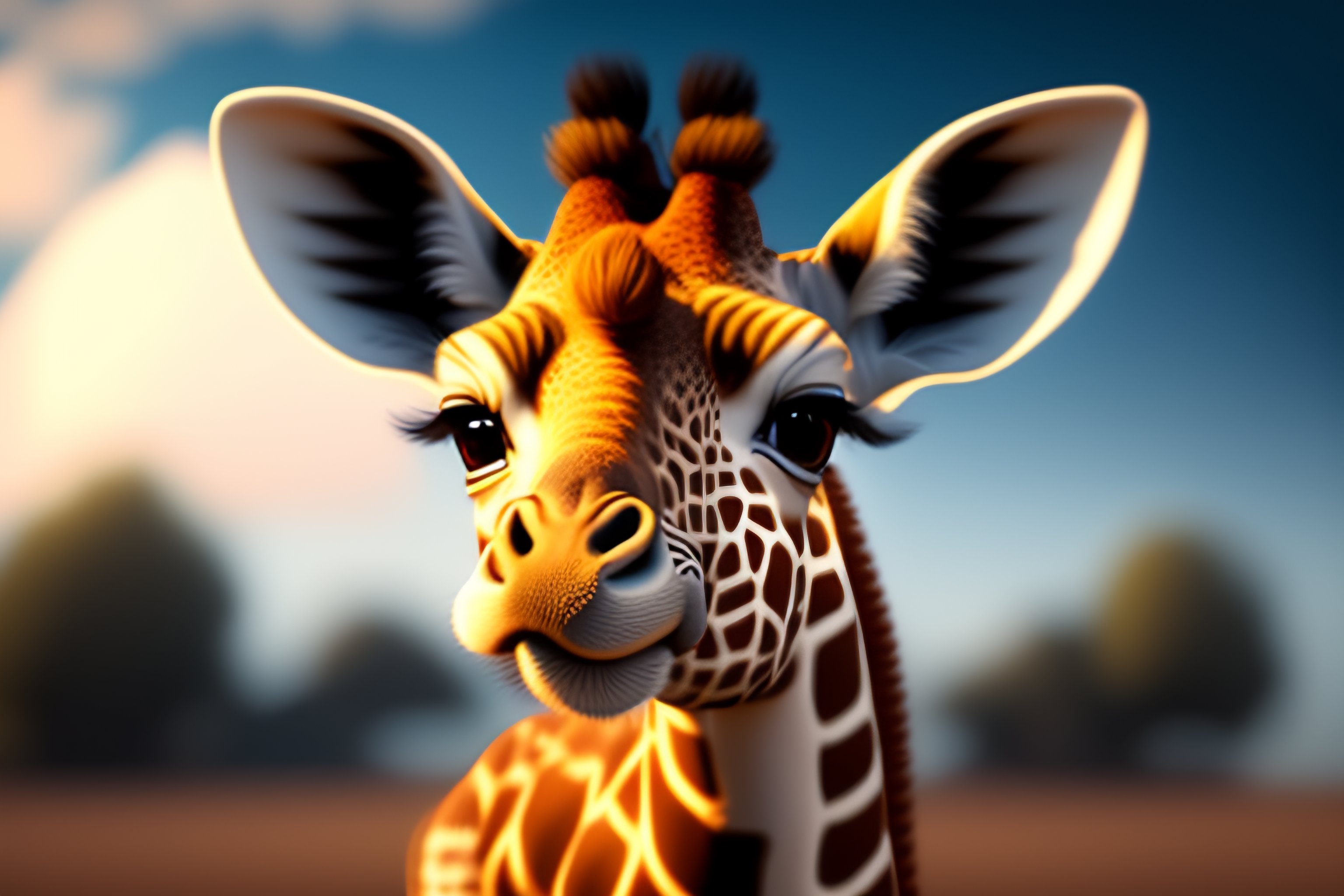 Lexica - Cute adorable little giraffe waving and smiling greeting me ...