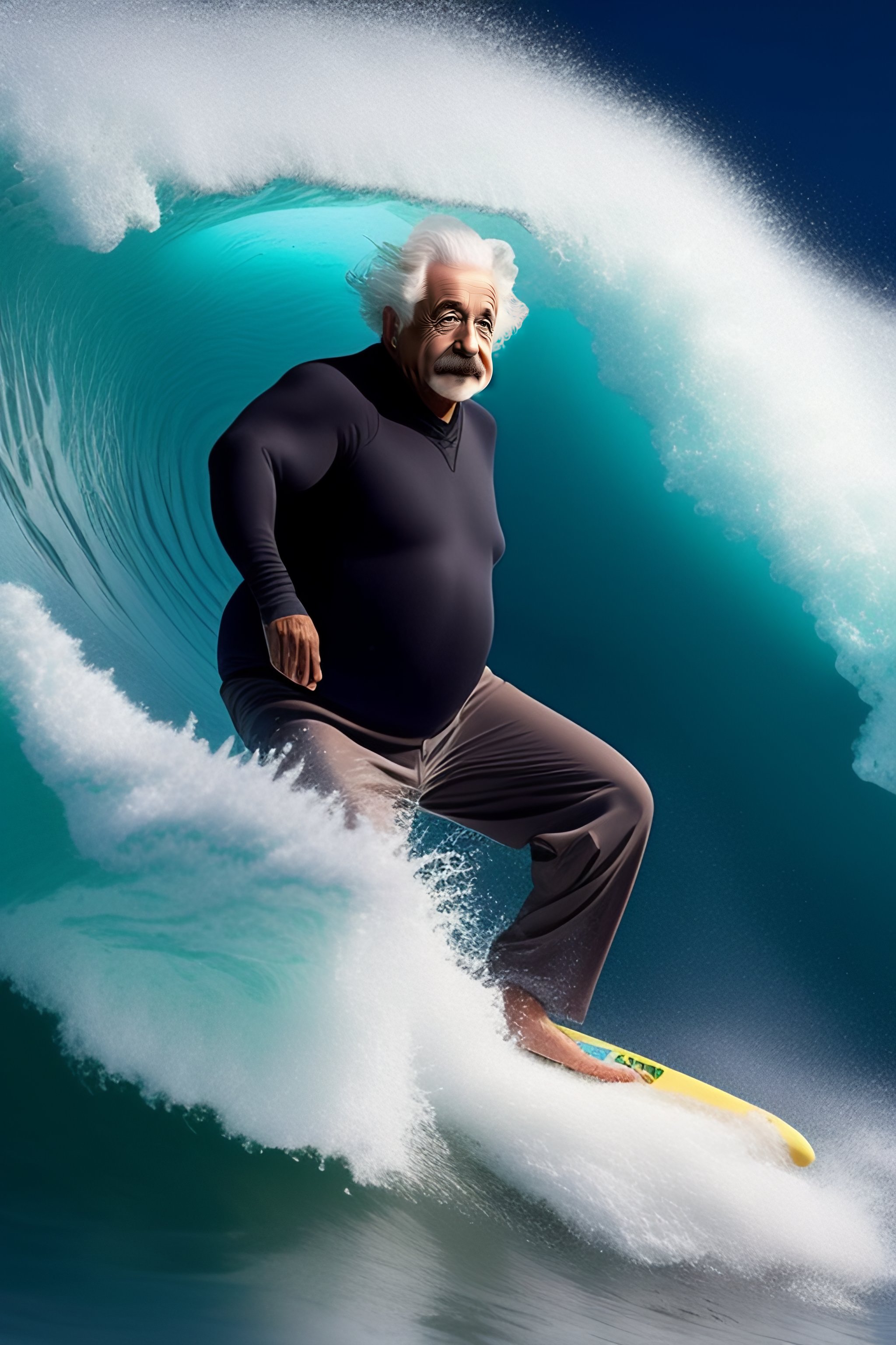 Lexica - Albert einstein surfing on a big wave