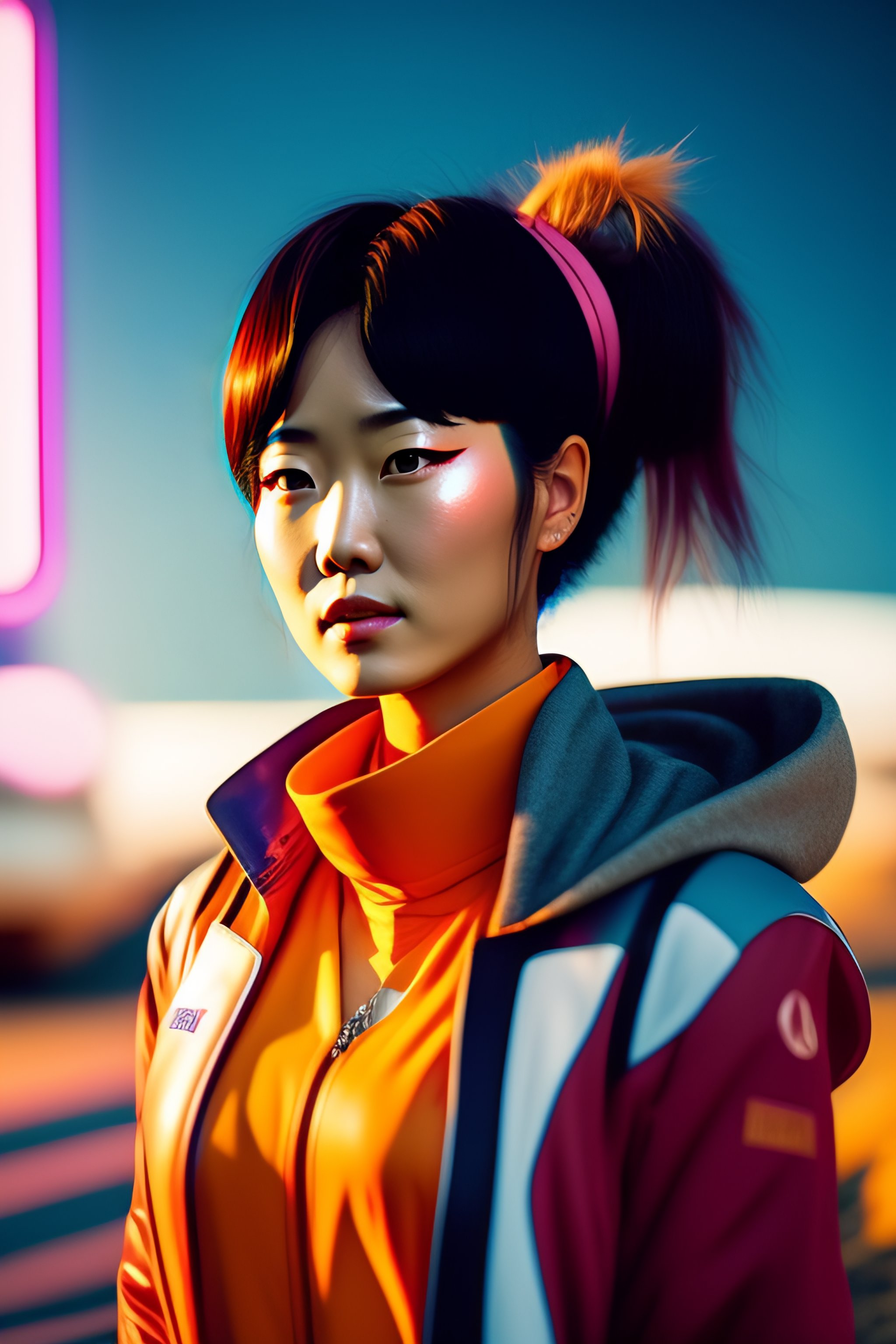 Lexica - Kaori from akira, cyborg parts, Neo Tokio photo shoot