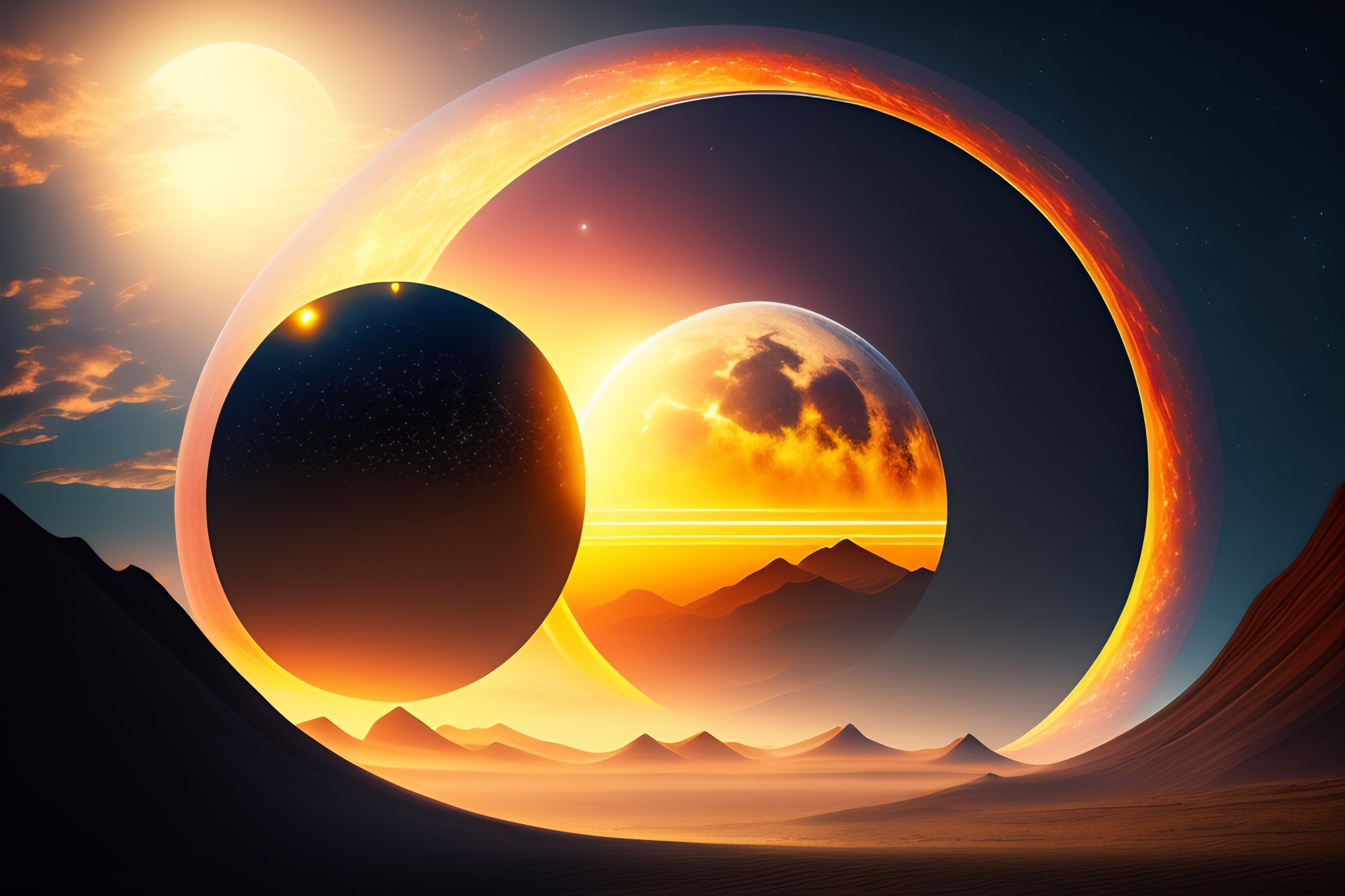 Lexica - Unreal sun and moon wall art poster,high details,8k