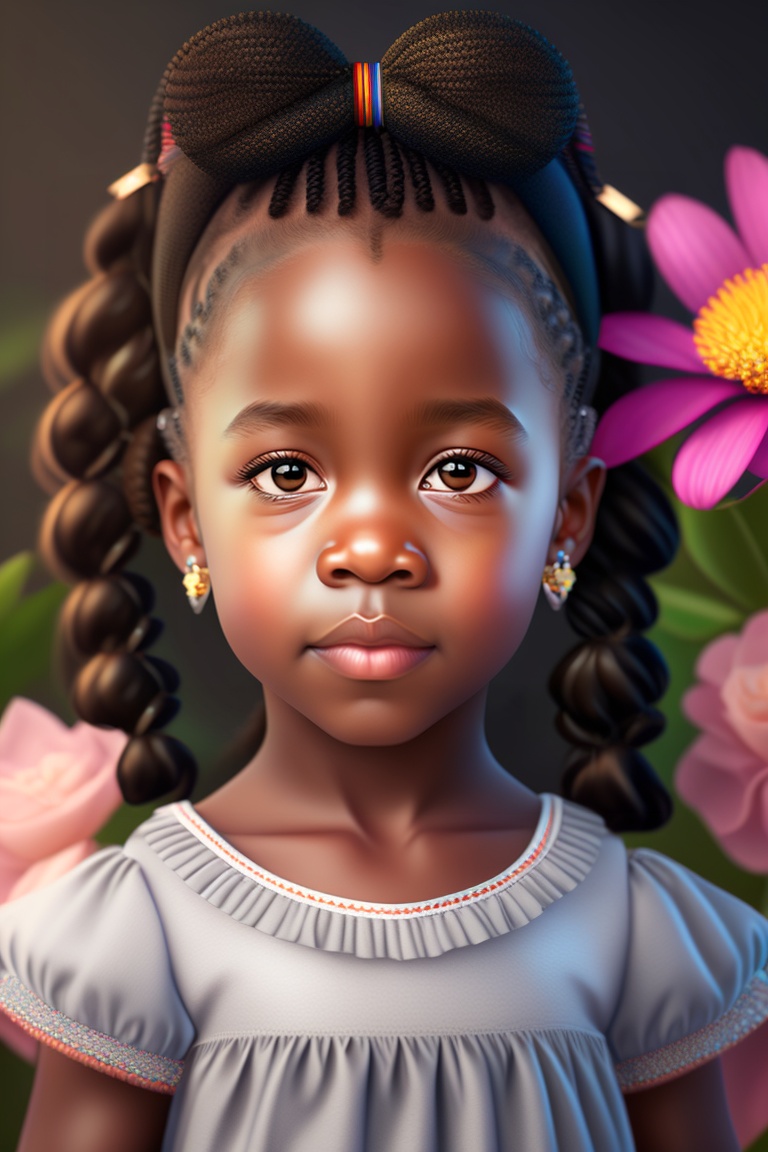 Lexica - Photo realistic closeup portrait of sweet little black girl ...