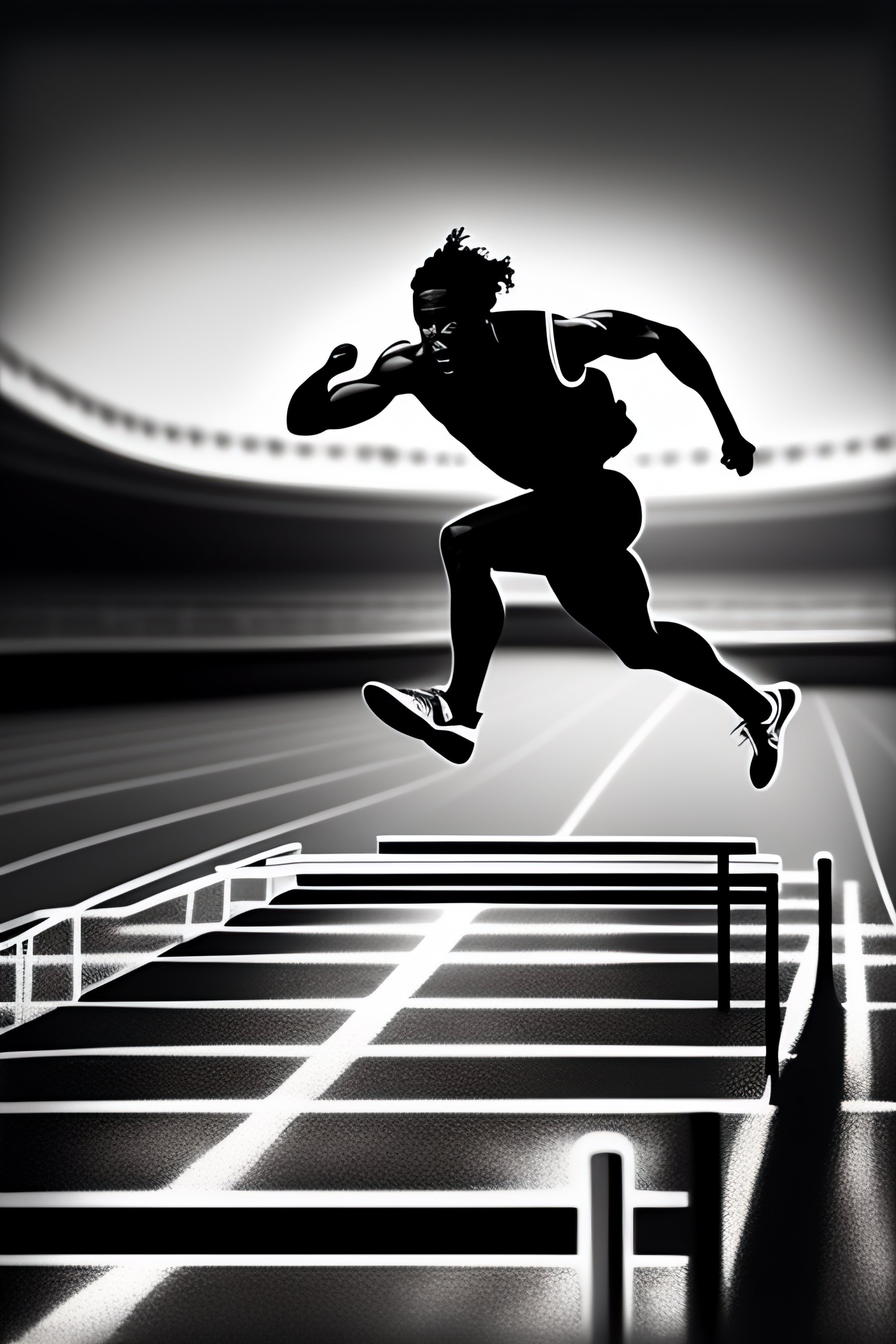 Hurdler Black And White