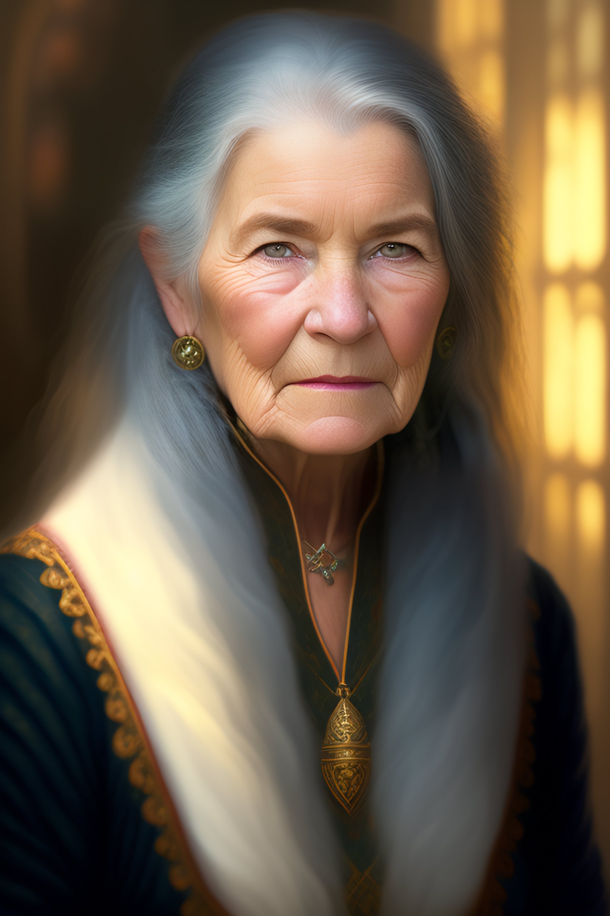 Lexica - Portrait of a old halfling witch with little hair and pale ...