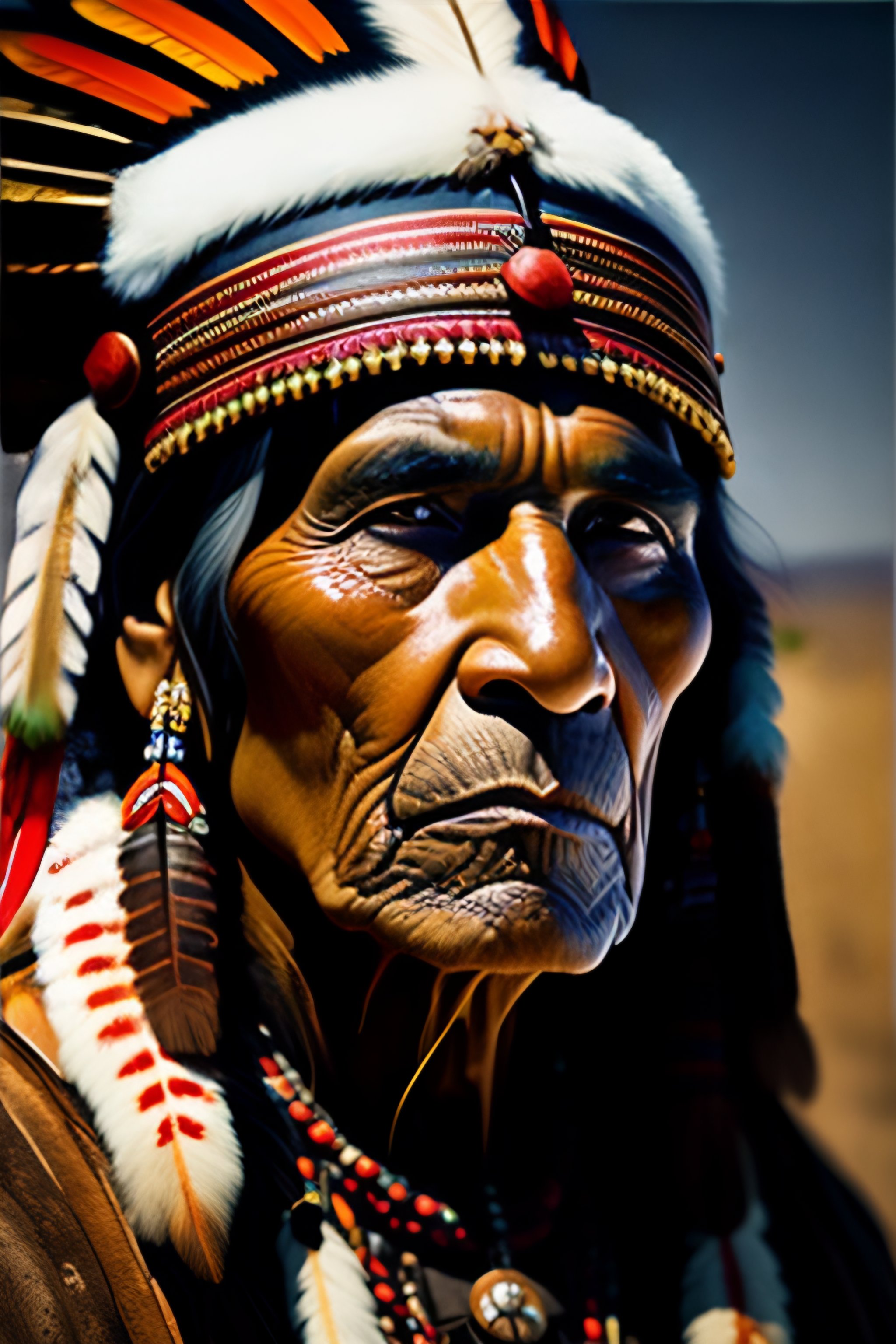 Lexica - An old American Indian chief, semi-profile, wrinkled face ...
