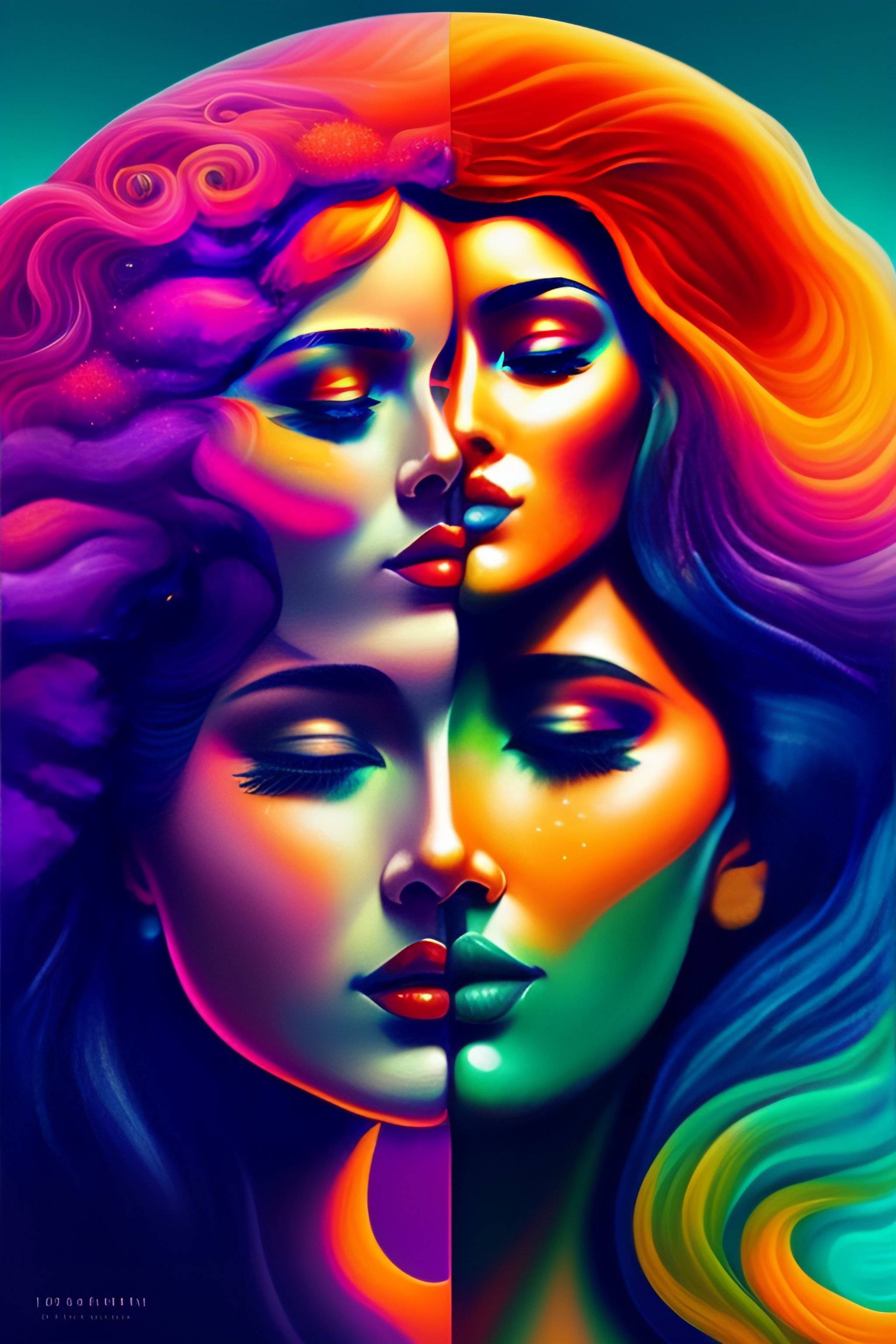 Lexica - An extremely psychedelic portrait of two women hugging ...