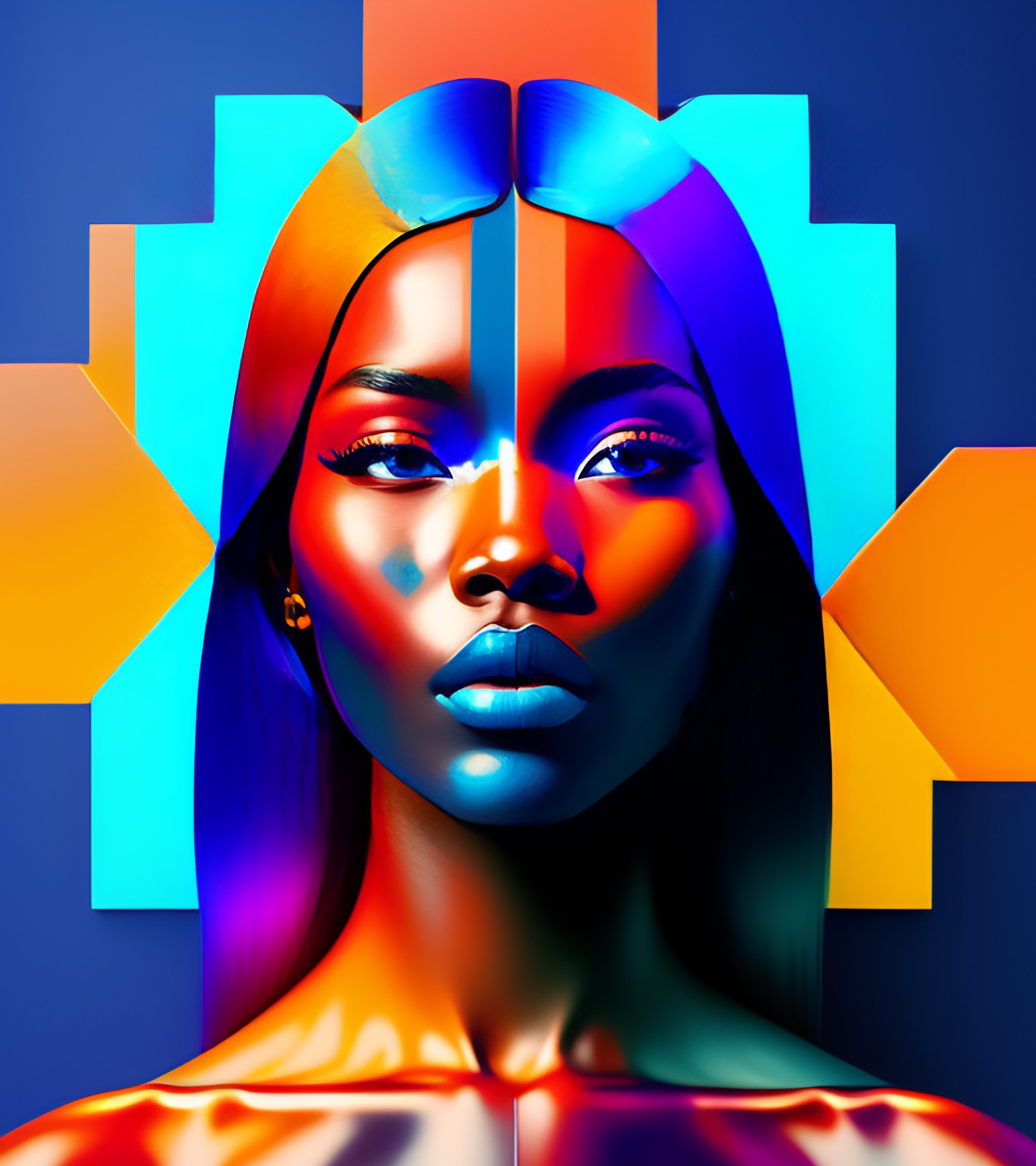 Lexica - 2d blue avatar psychedelic, 2d flat