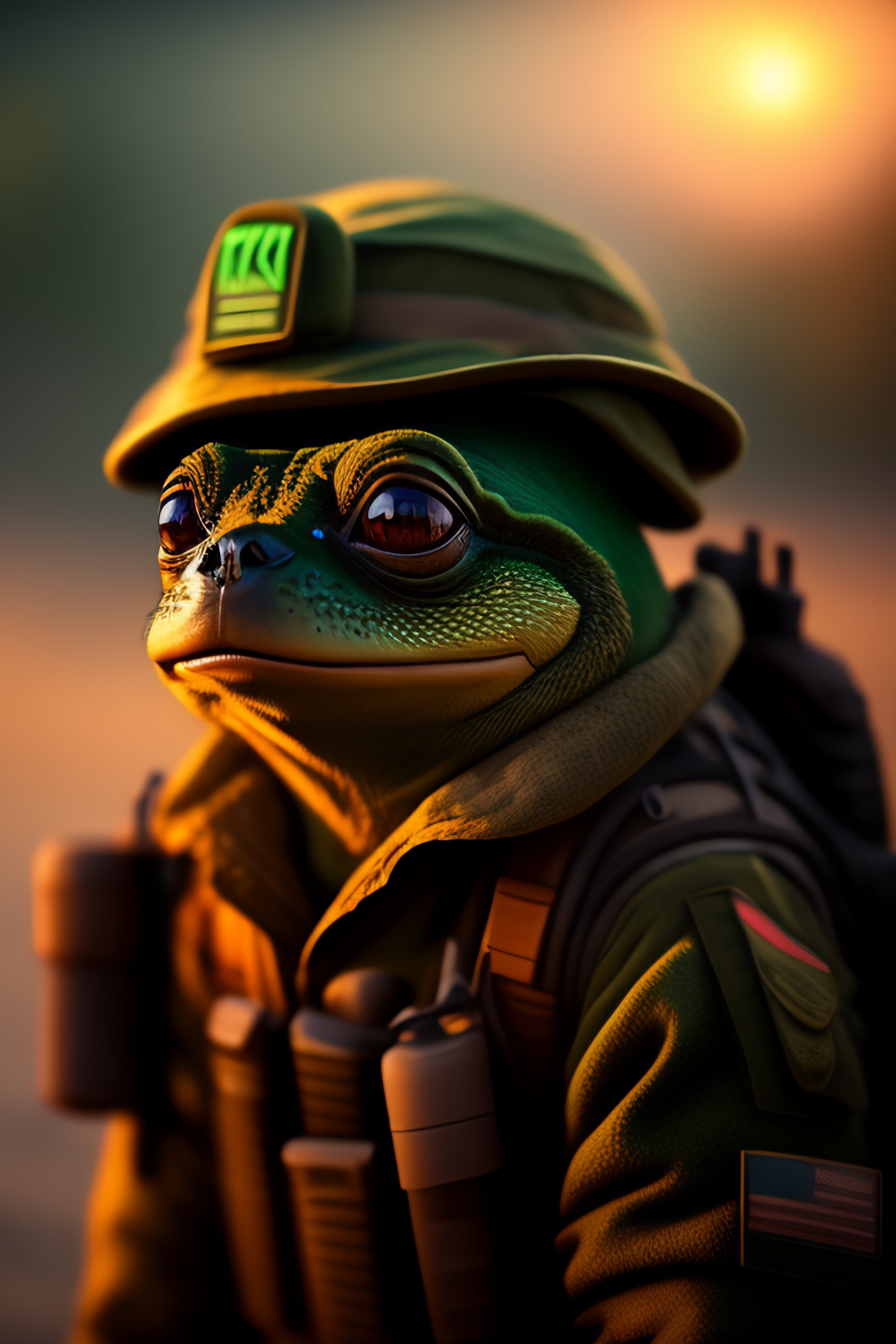Lexica - An exhausted pepe the frog at the frontlines in the army at ...