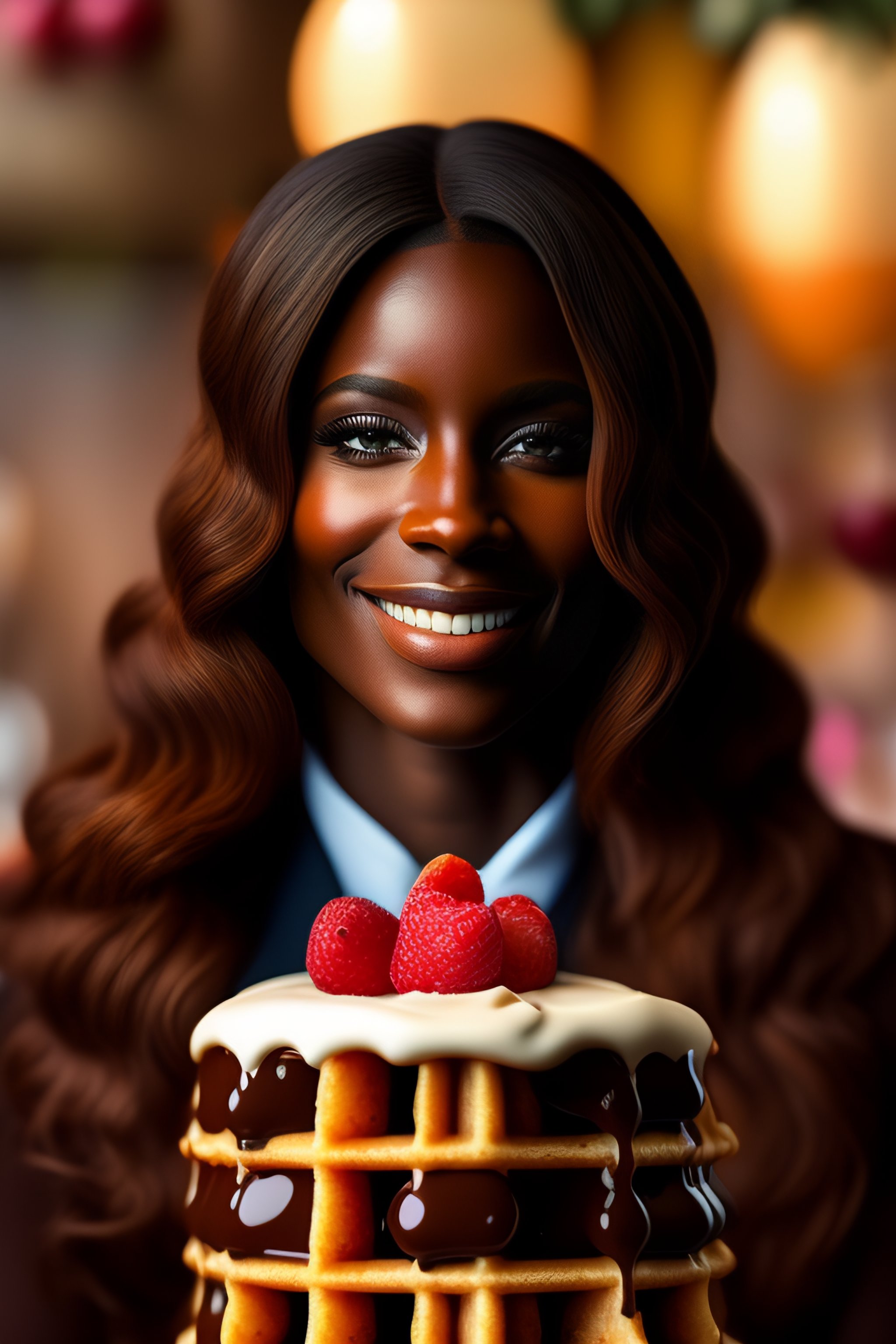 Lexica - A belgian waffle human with chocolate, extremely detailed