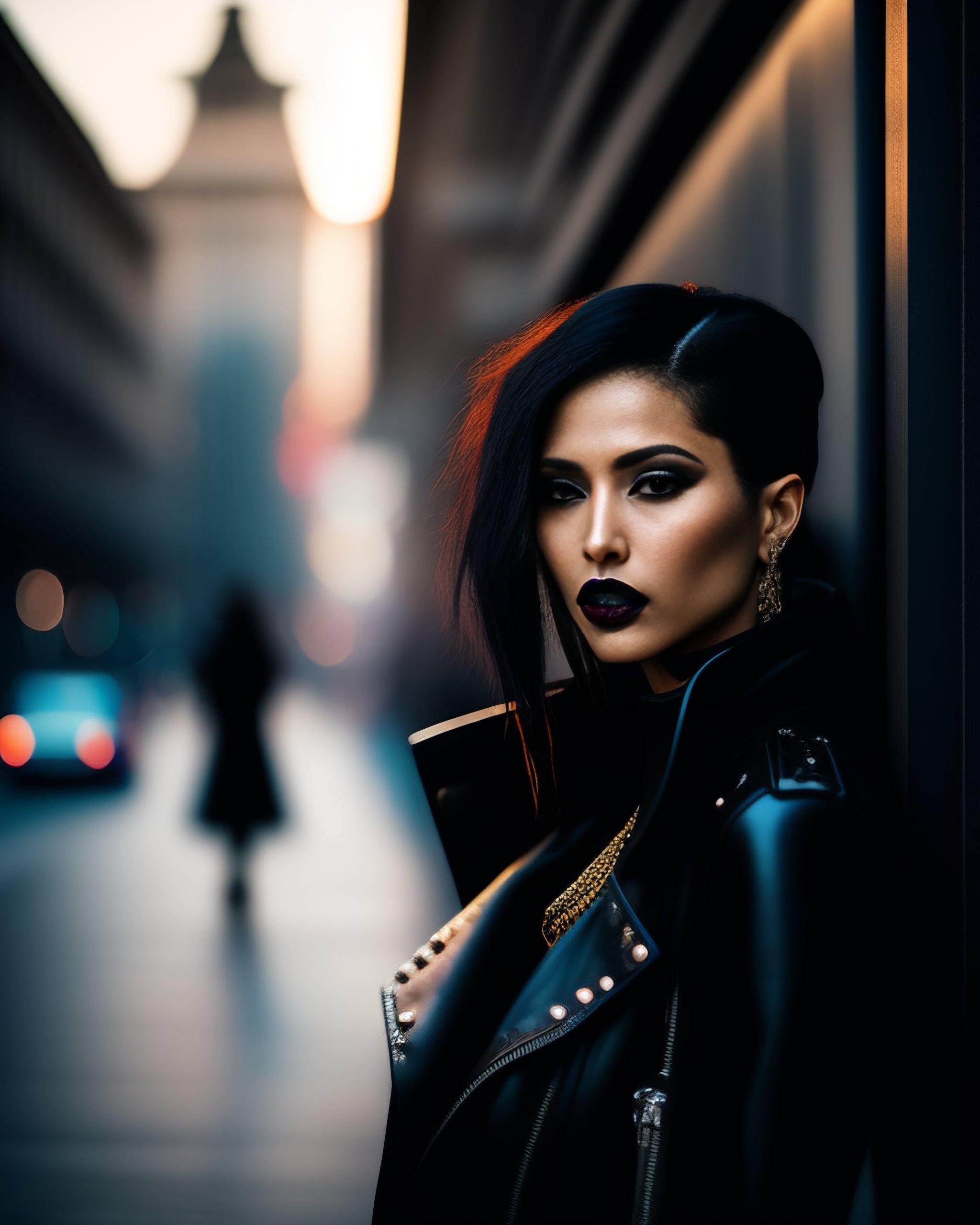 Lexica - A beautiful woman with an edgy, modern goth style, posing in ...