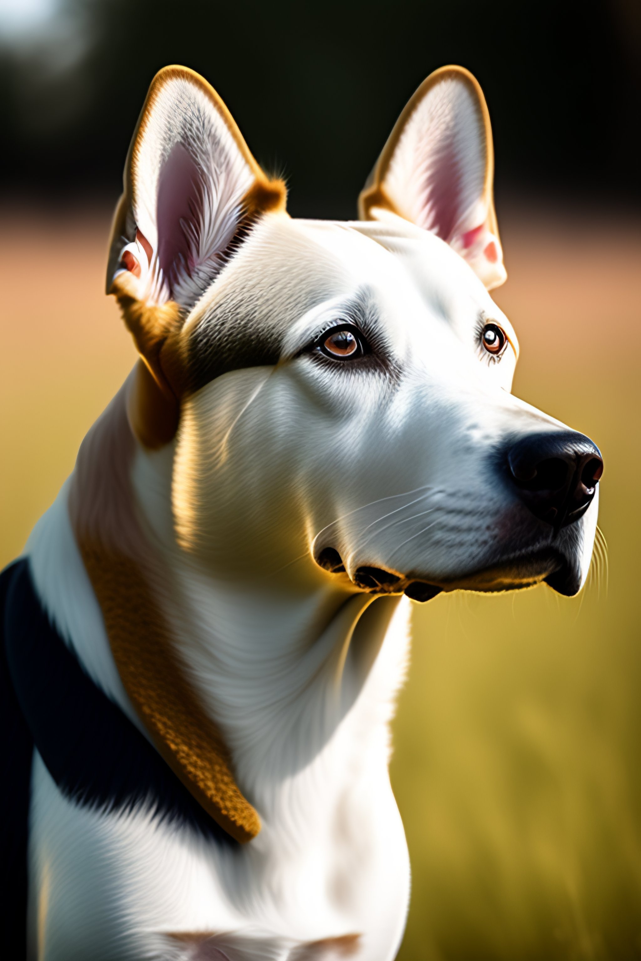 Lexica - White dog, lab ears with brown mark