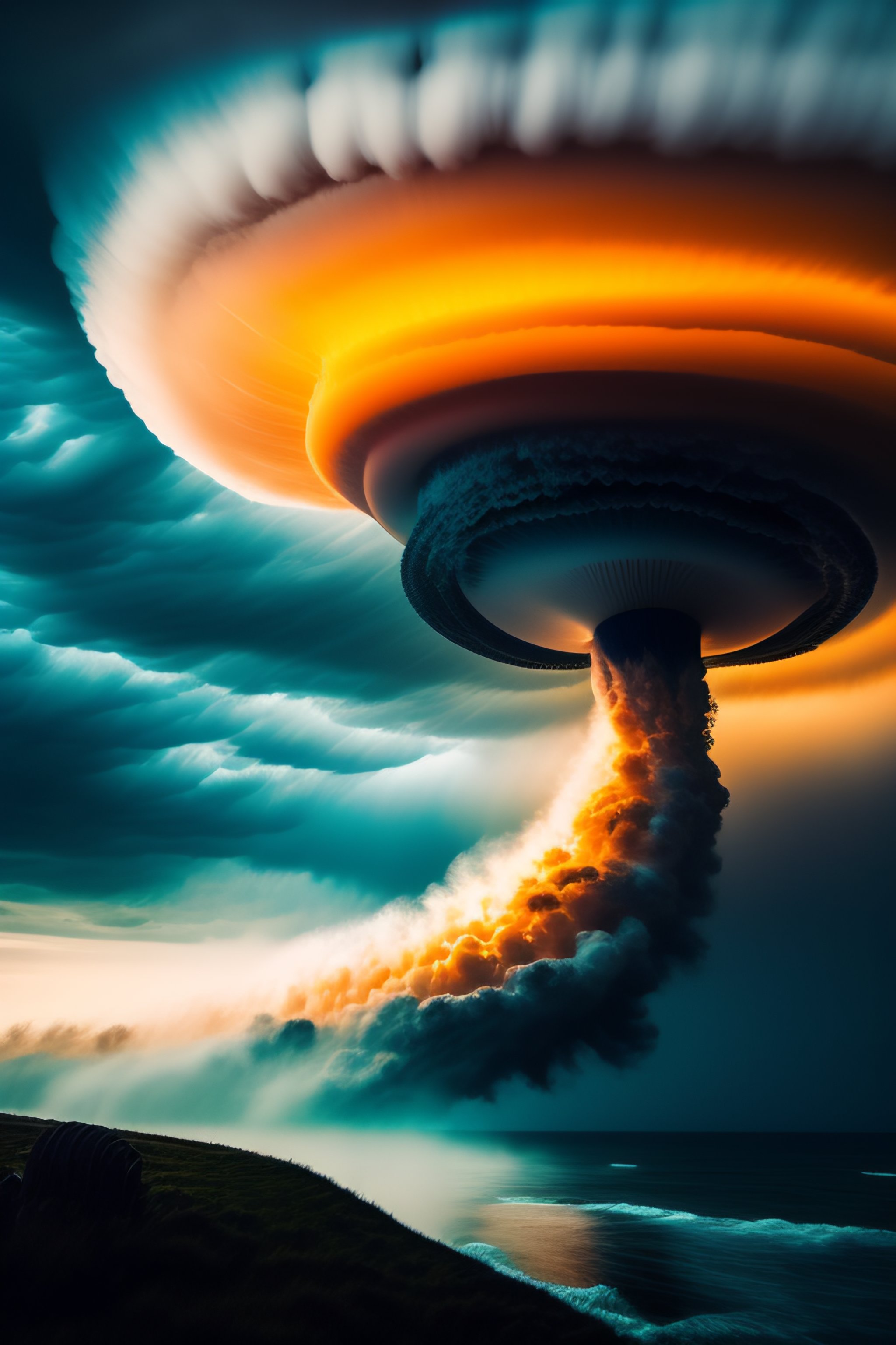Lexica - Tornado made of snakes surrounded by nuclear blast mushroom clouds