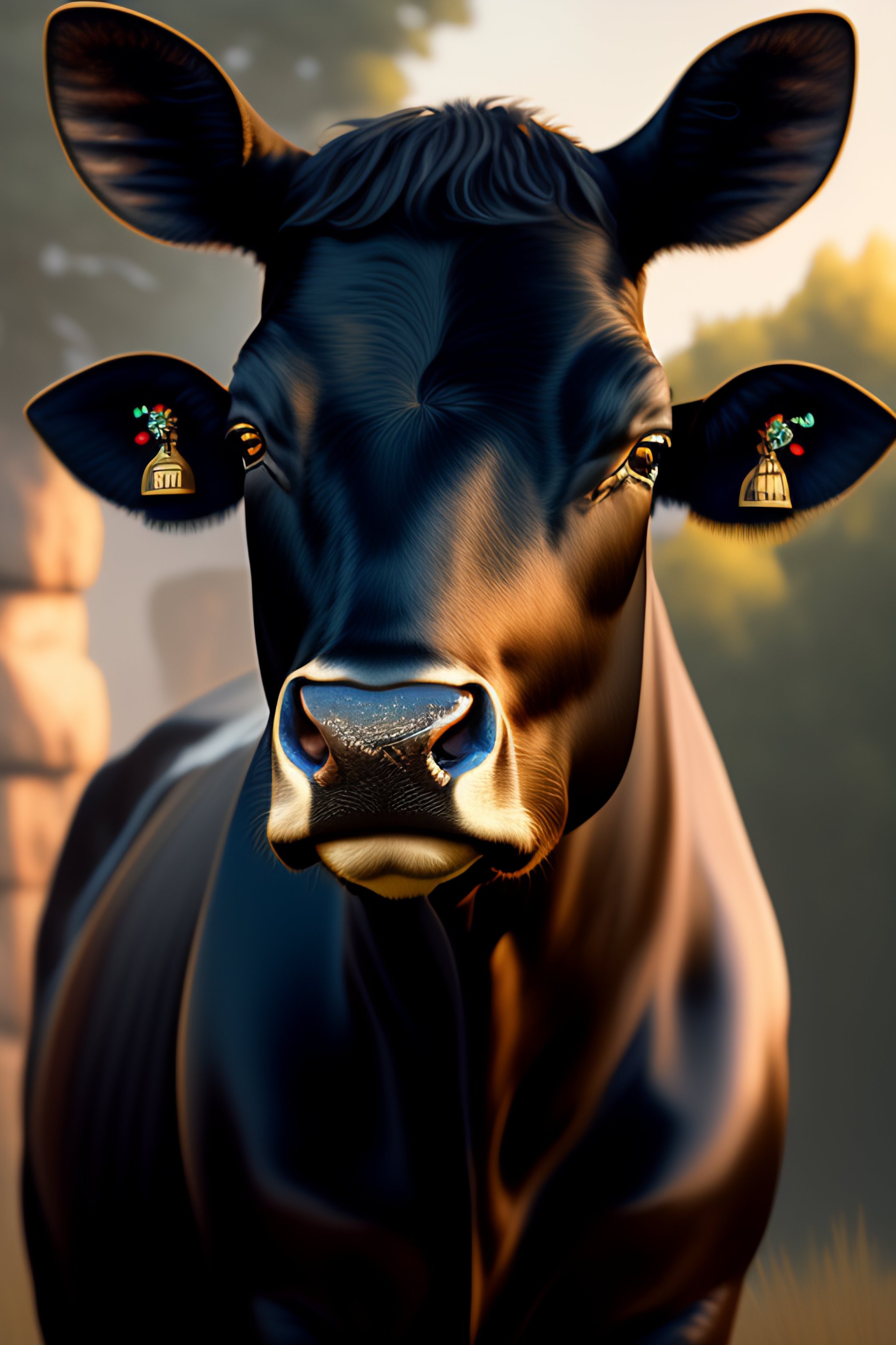 Lexica - Portrait painting of a cybernetic black cow , ultra realistic ...