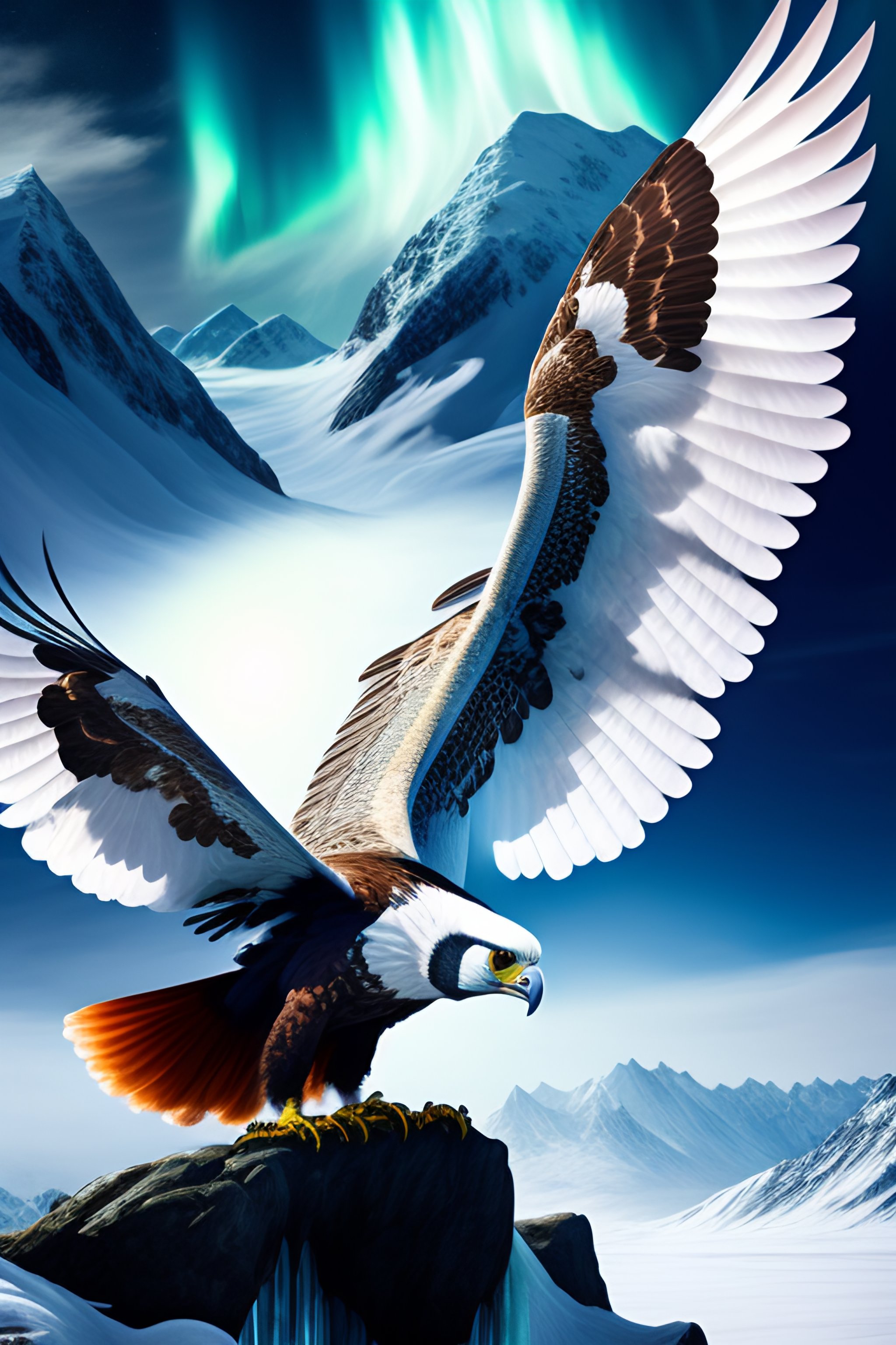 Lexica - Beautiful intricately detailed flying harpy eagle and Alaskan ...