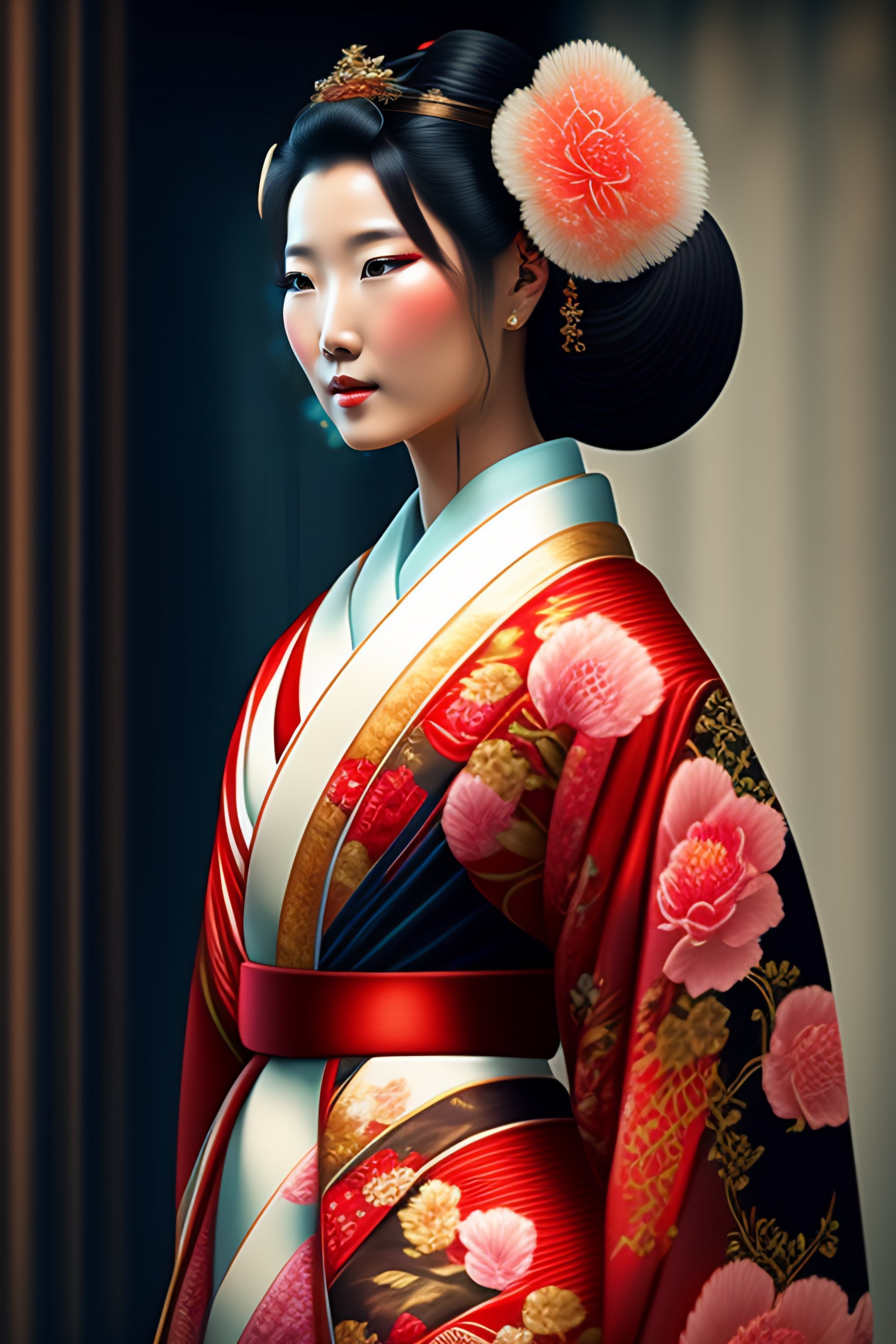 Lexica - A beautiful geisha with a kimono digital art