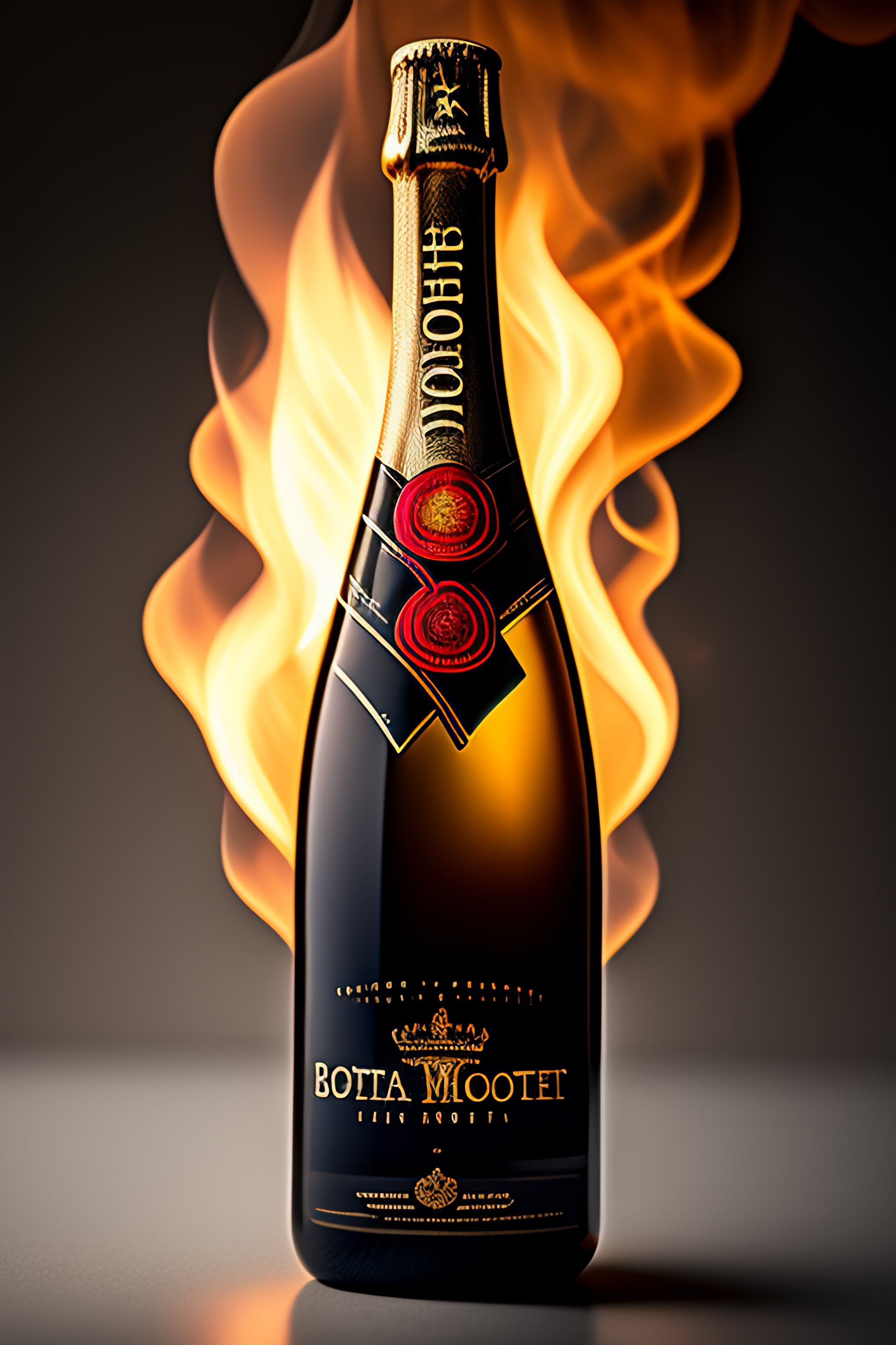 Lexica - Botella de moet con fuego