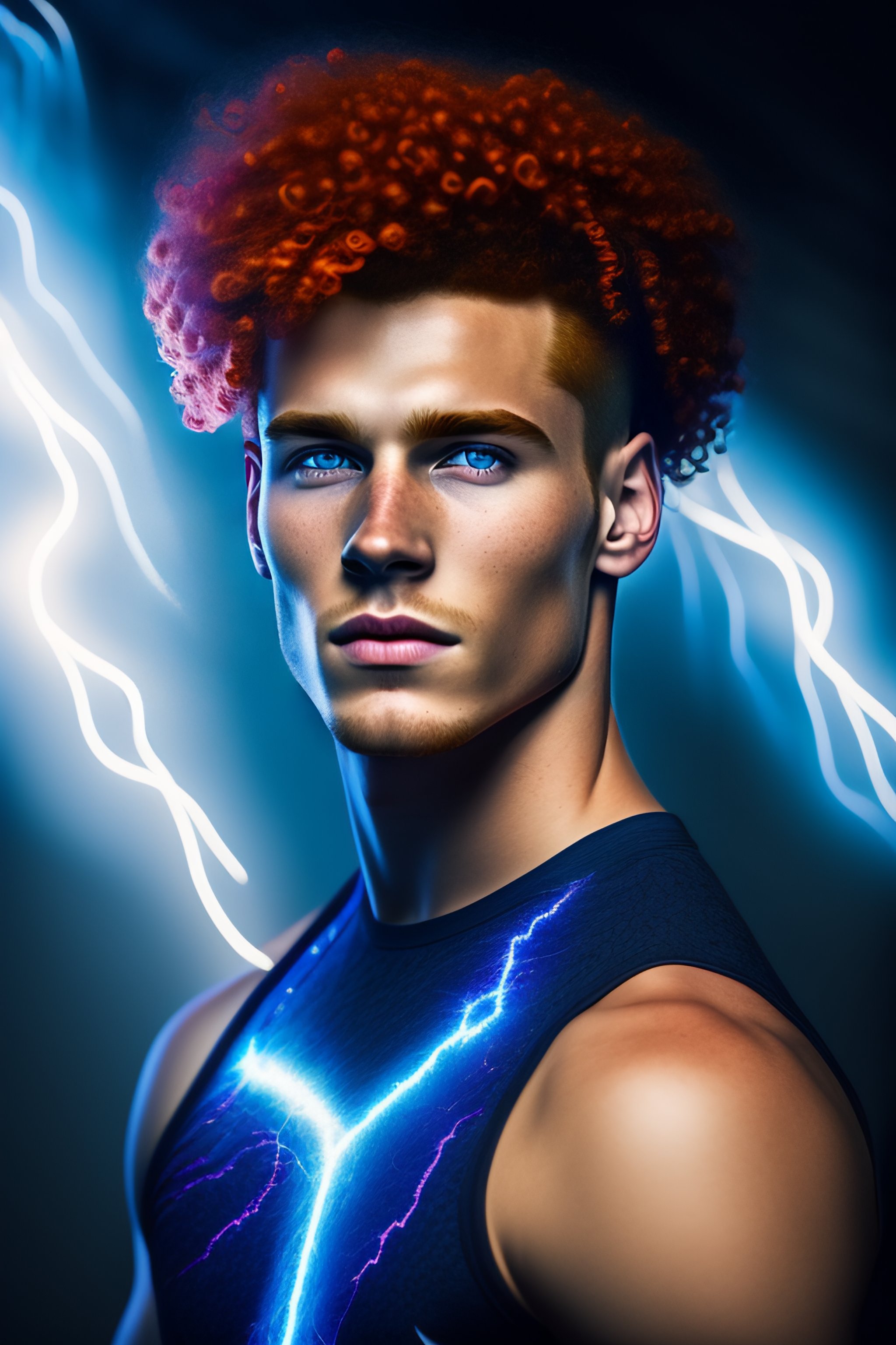 Lexica - Portrait of a man, twenty years old, red curly hair bun ...