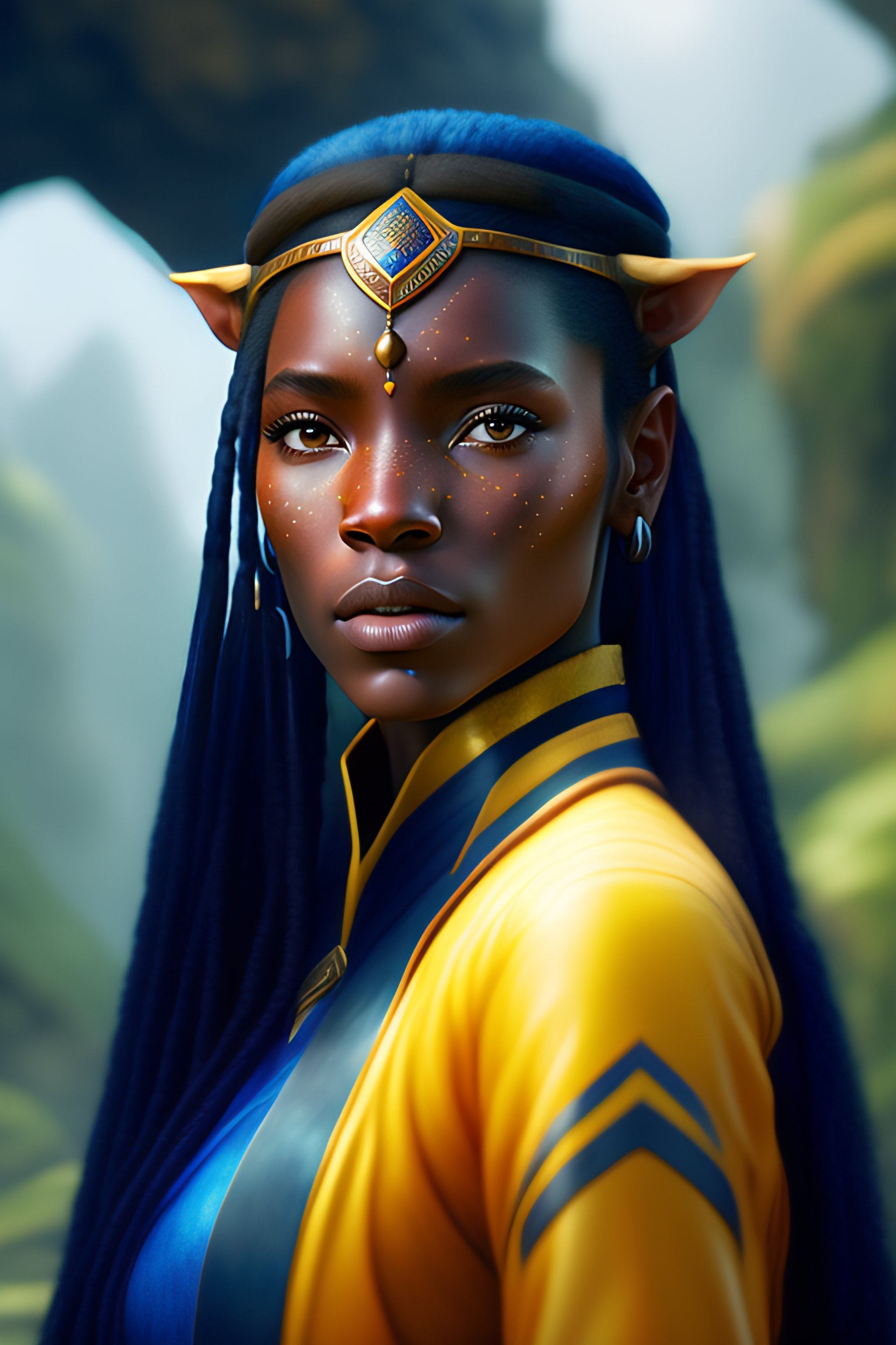 Lexica - Portrait of a young female as a character in the avatar blue