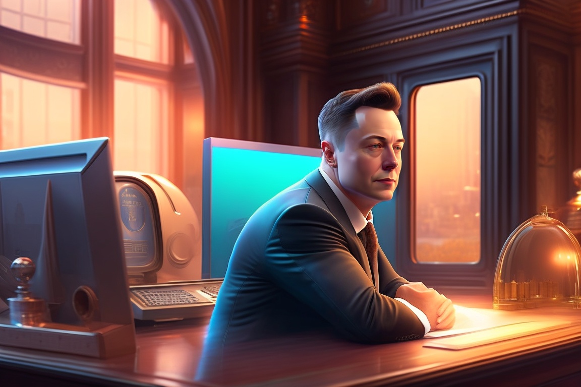 Lexica - Elon Musk, a visionary entrepreneur and innovator, sits behind ...