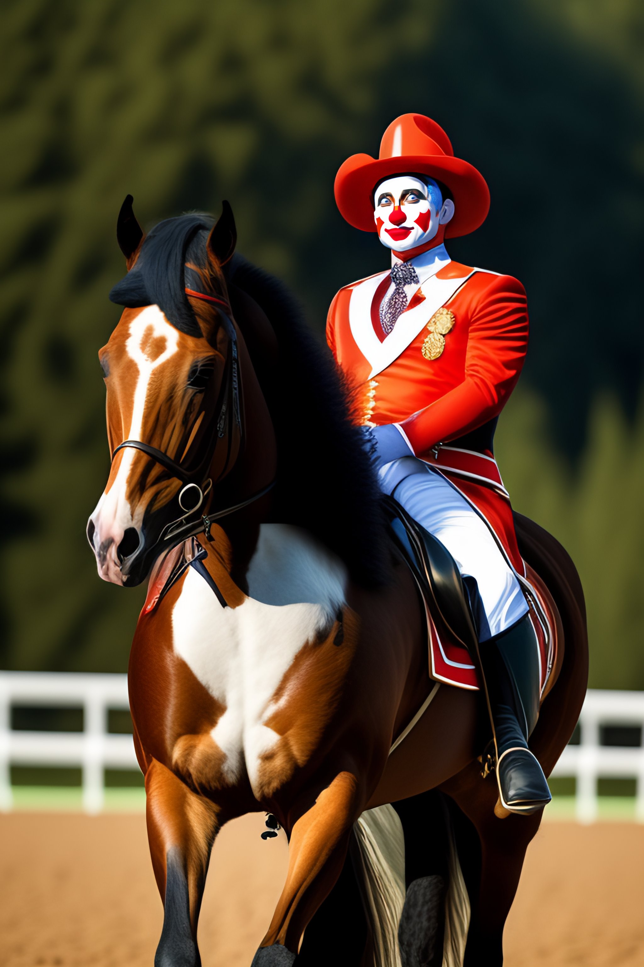 Lexica - Putin clown riding a horse