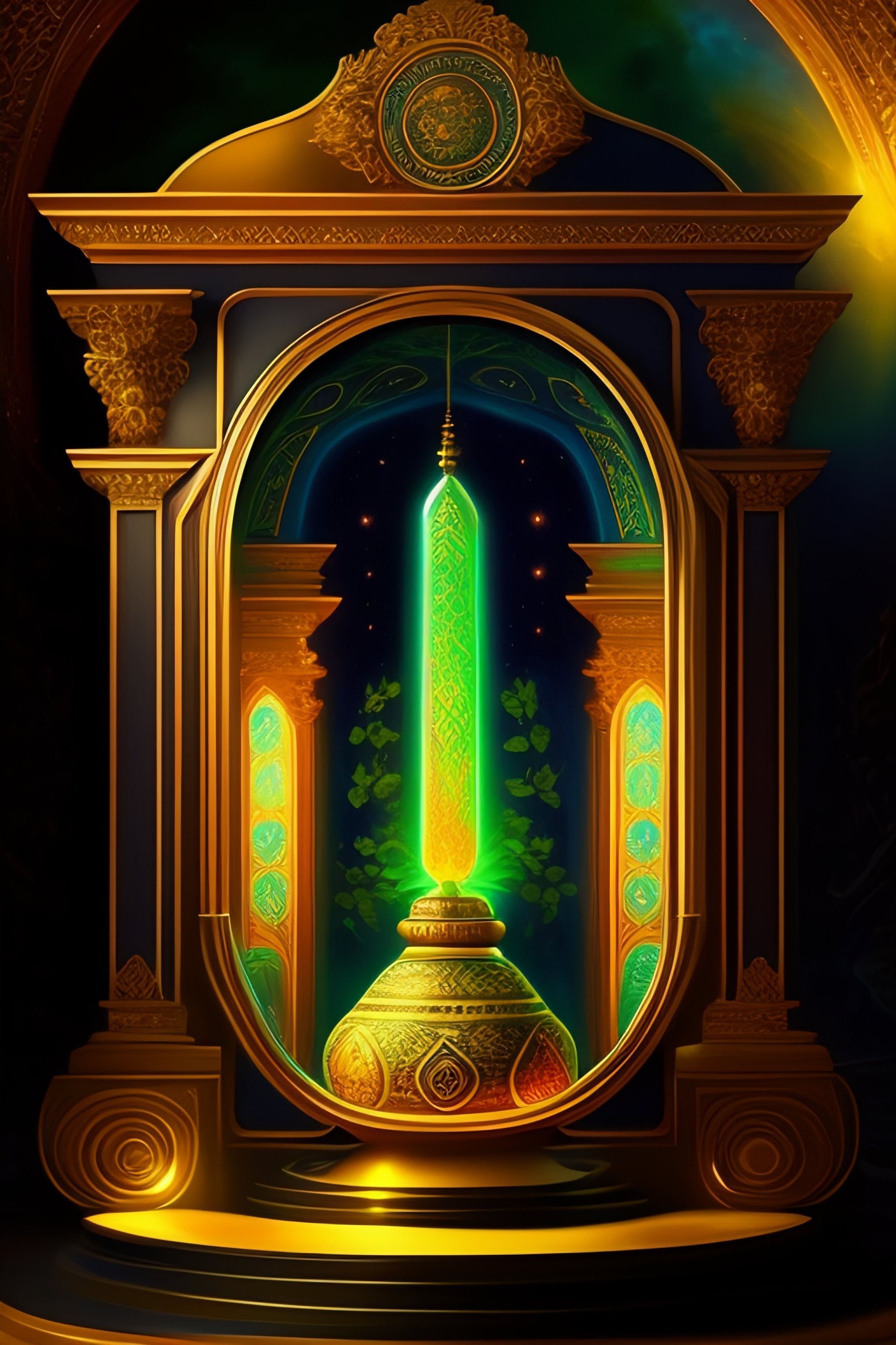 Lexica - An ancient alien underground library. decorated with foliage ...