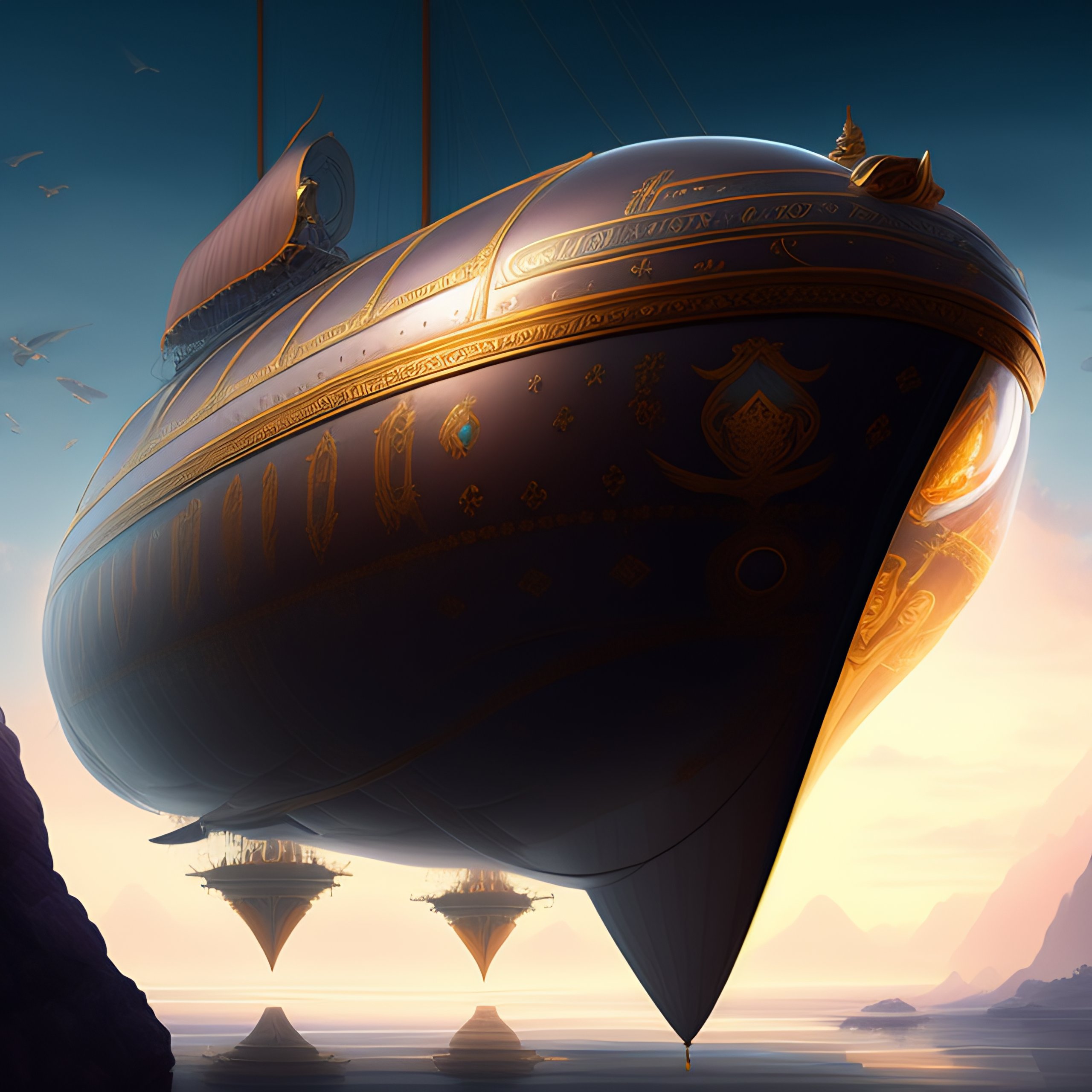 Lexica - A fantasy airship, epic fantasy, detailed, intricate, elegant ...