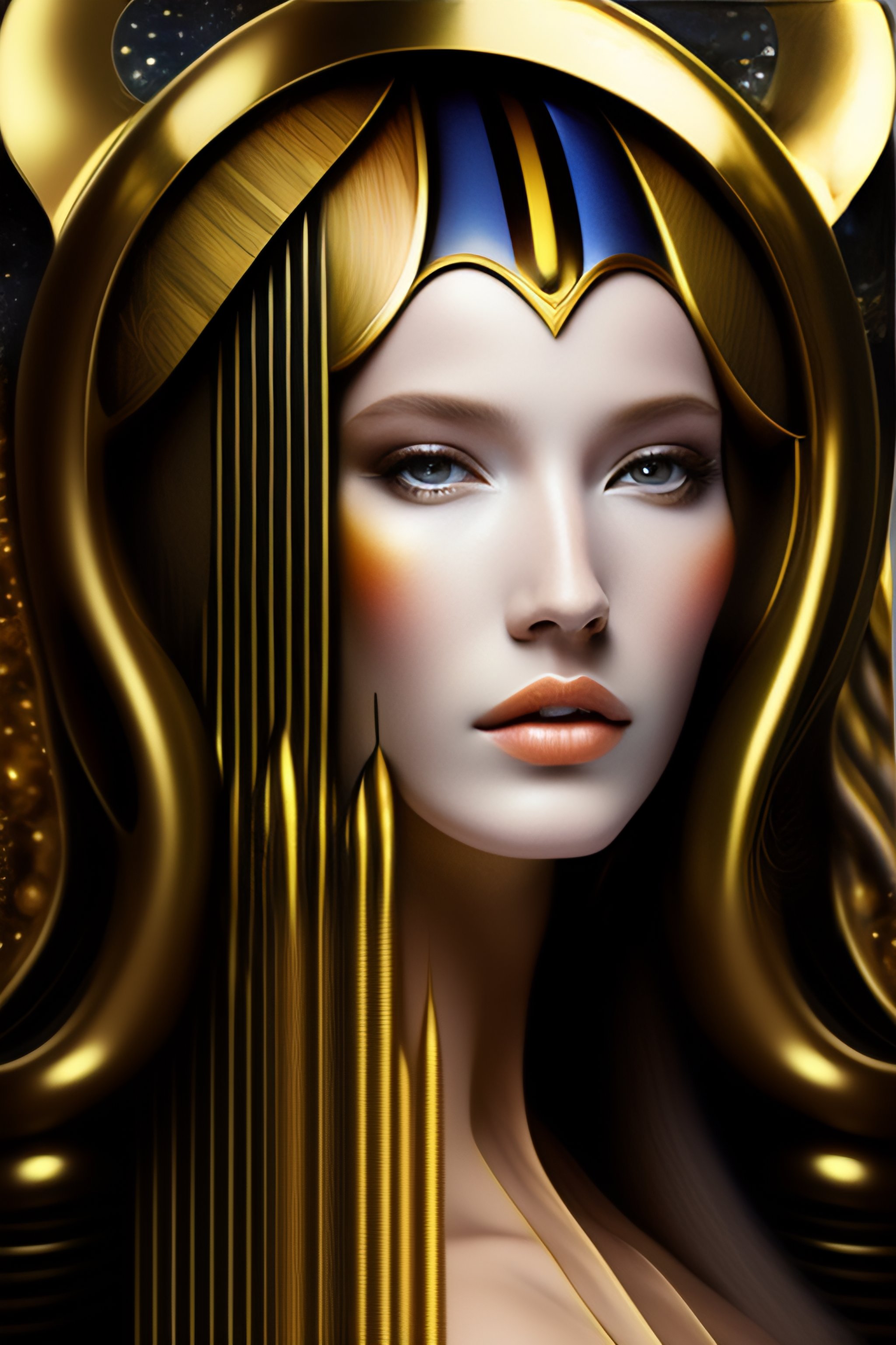 Lexica - Young female face, vertical and horizontal lines, geometric ...