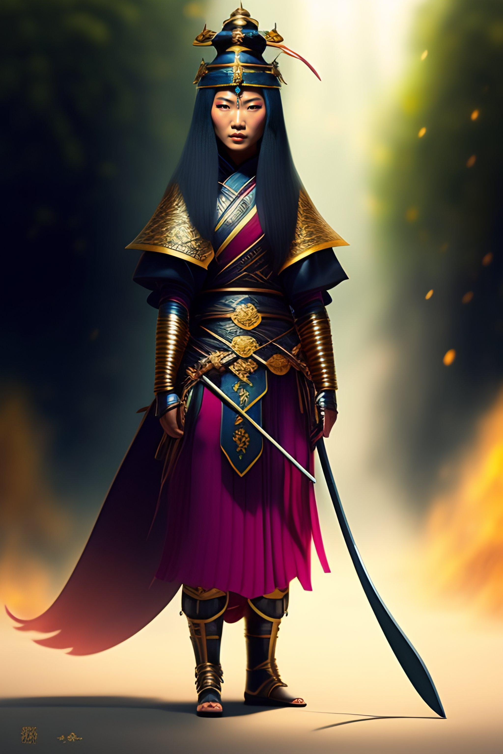 Lexica - Japanese warrior princess with naginata in the style of pixar