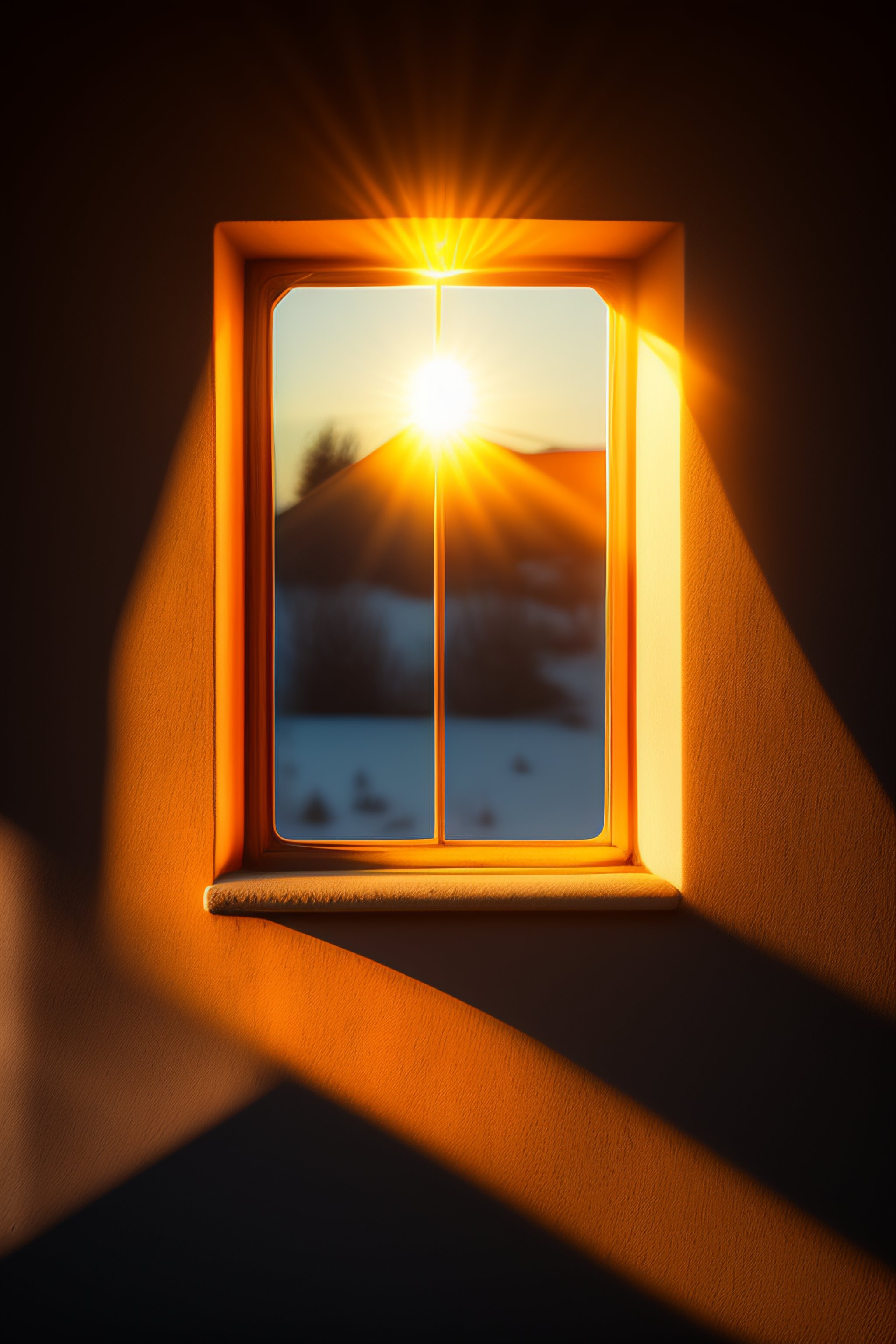 Lexica - Sunlight coming from a small square window on a wall, 4k ...