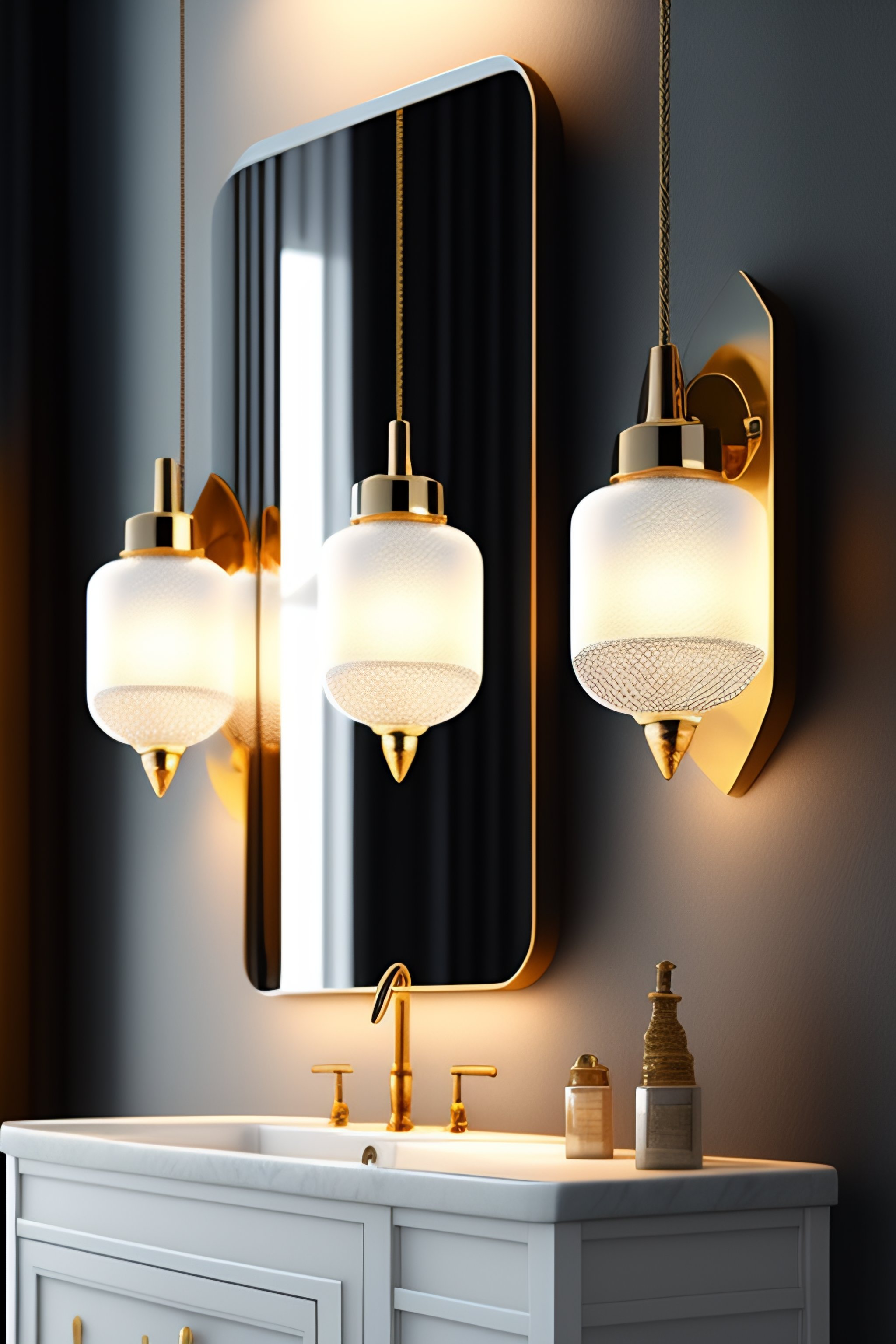 Lexica - 3 light vanity fixture, Japandi design style