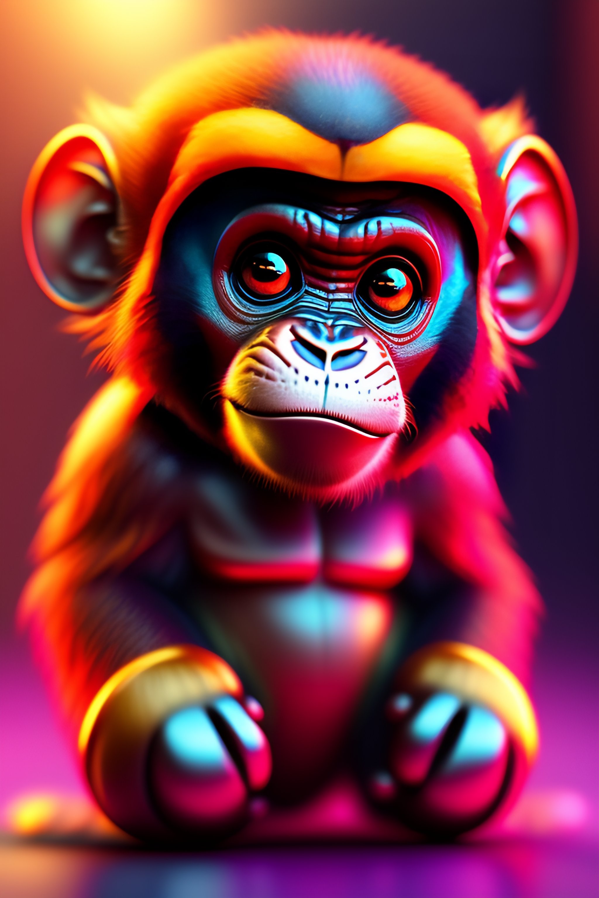 Lexica - A cute monkey is in future, 3D, 8K, 3D render, 3D rendered ...