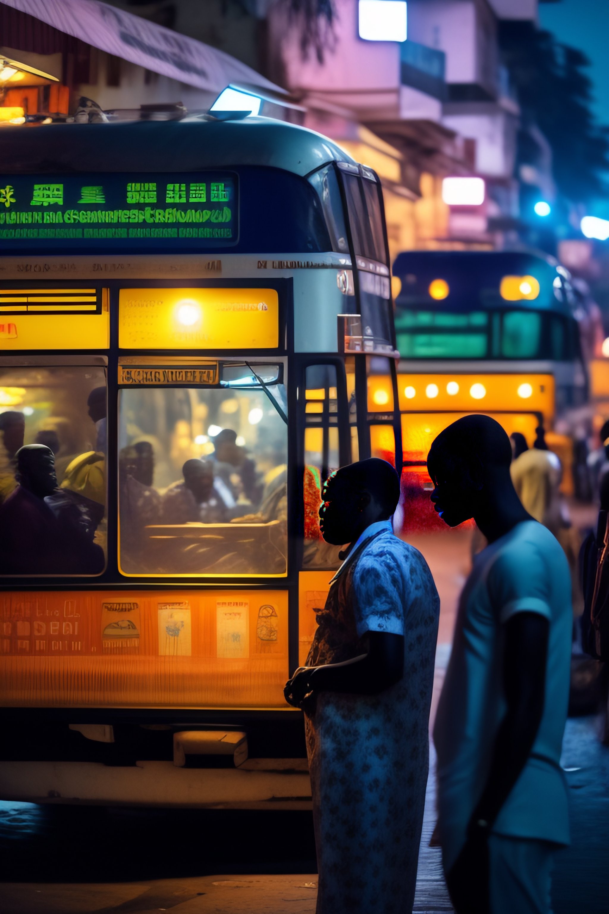 Lexica - Night time life in lagos city nigeria, with bus people doing ...
