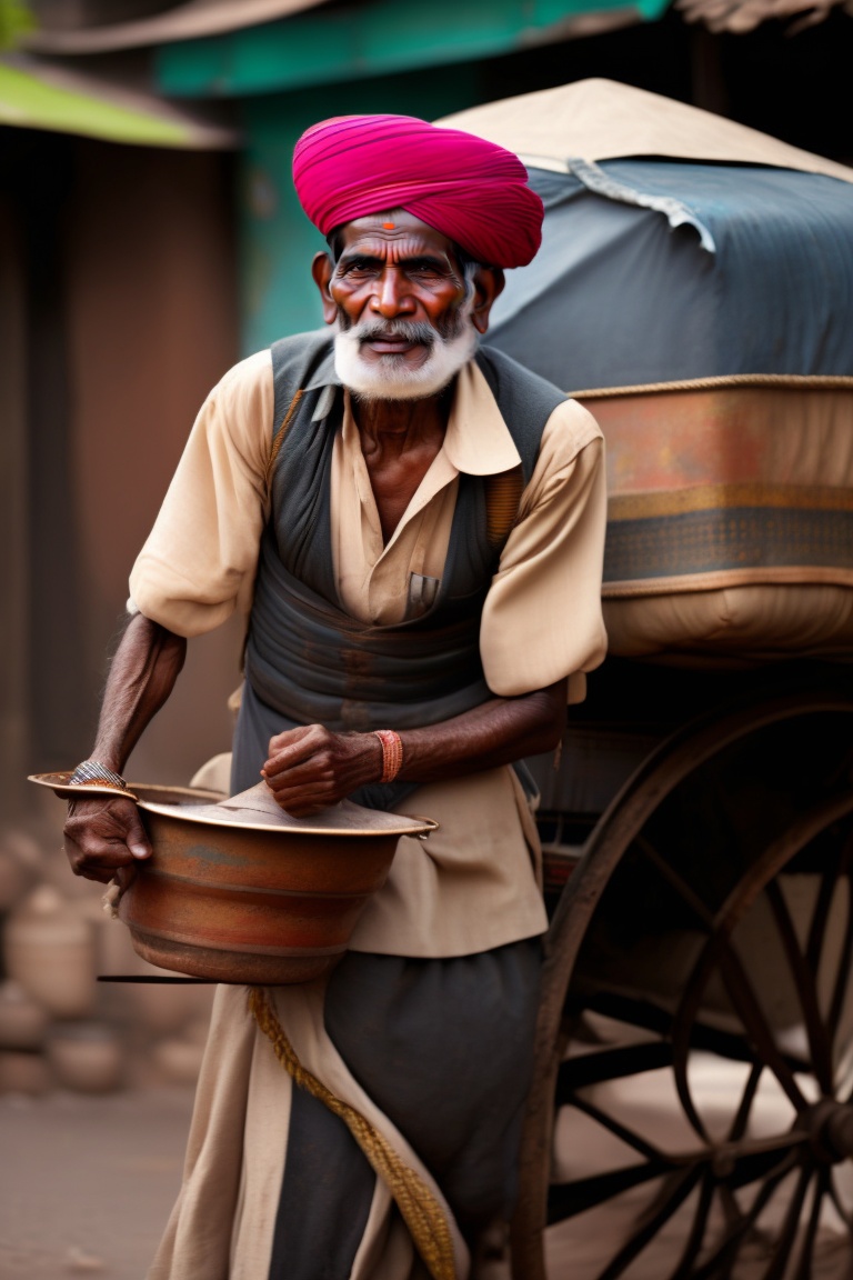 Lexica - Photo of a labourer with rikshaw pulling and having slightly ...