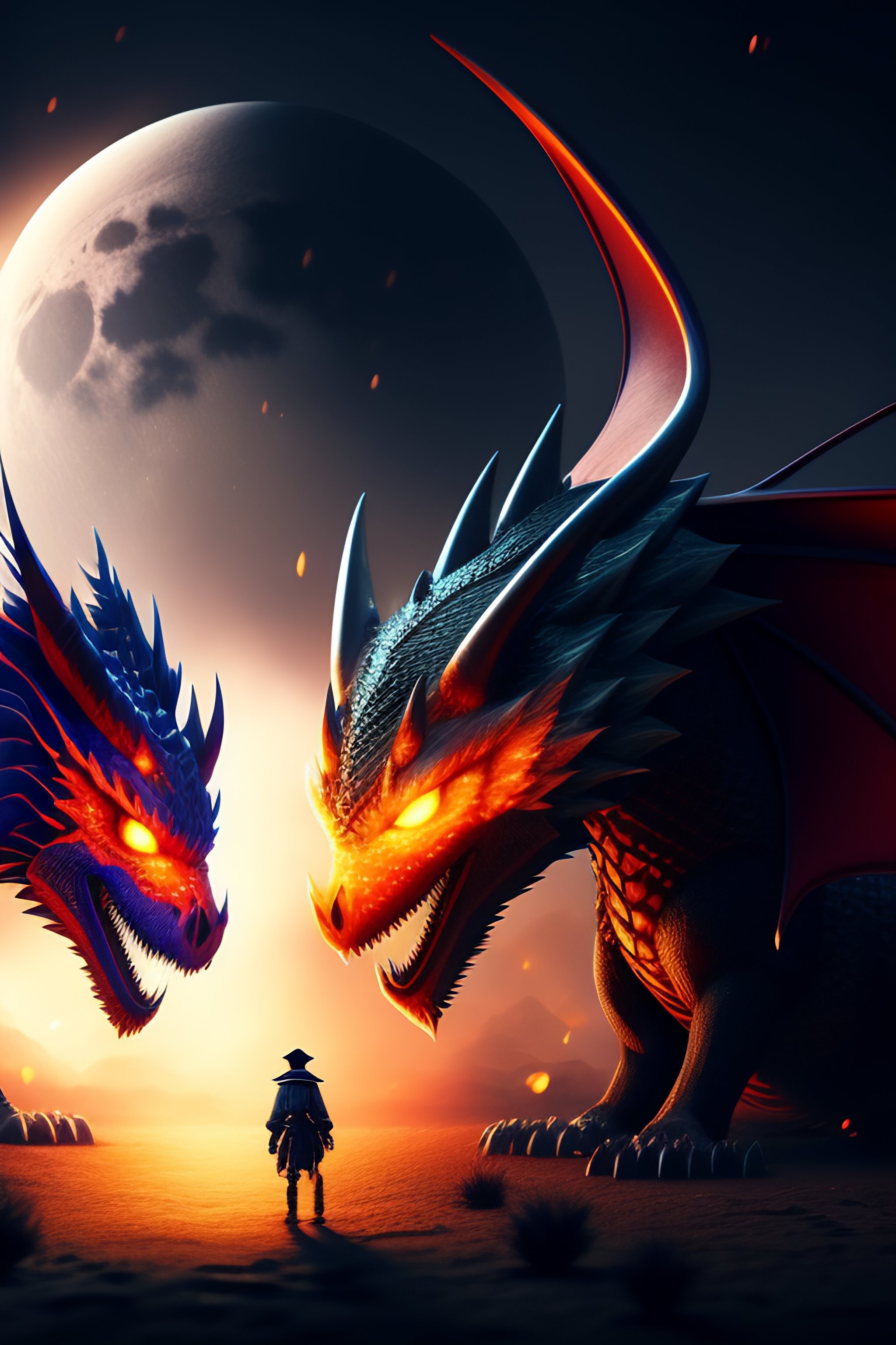 Lexica - An intense battle between a dragon and a man, pixar style ...