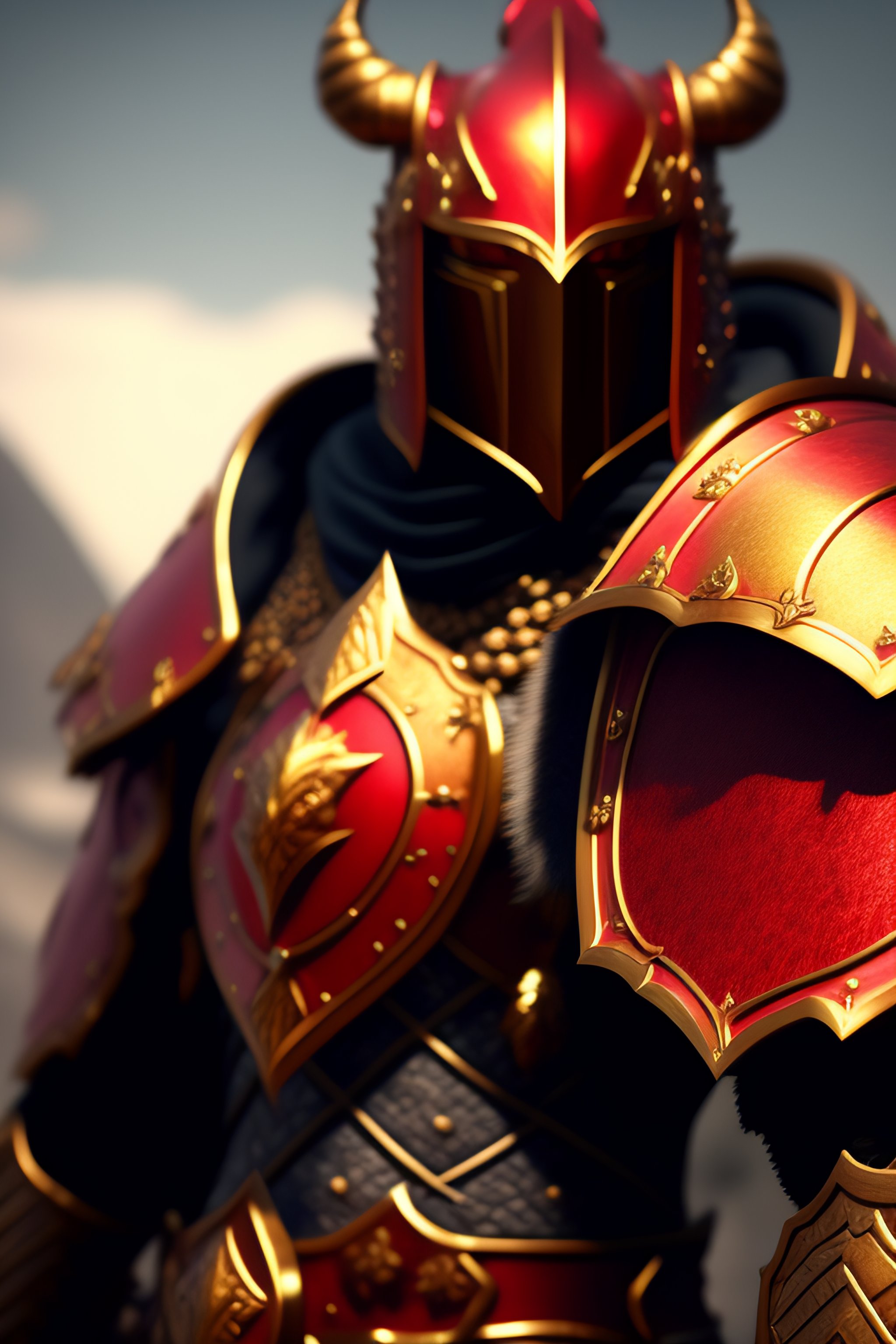 Lexica - Red Dragonborn paladin wearing a golden full plate mail and a ...