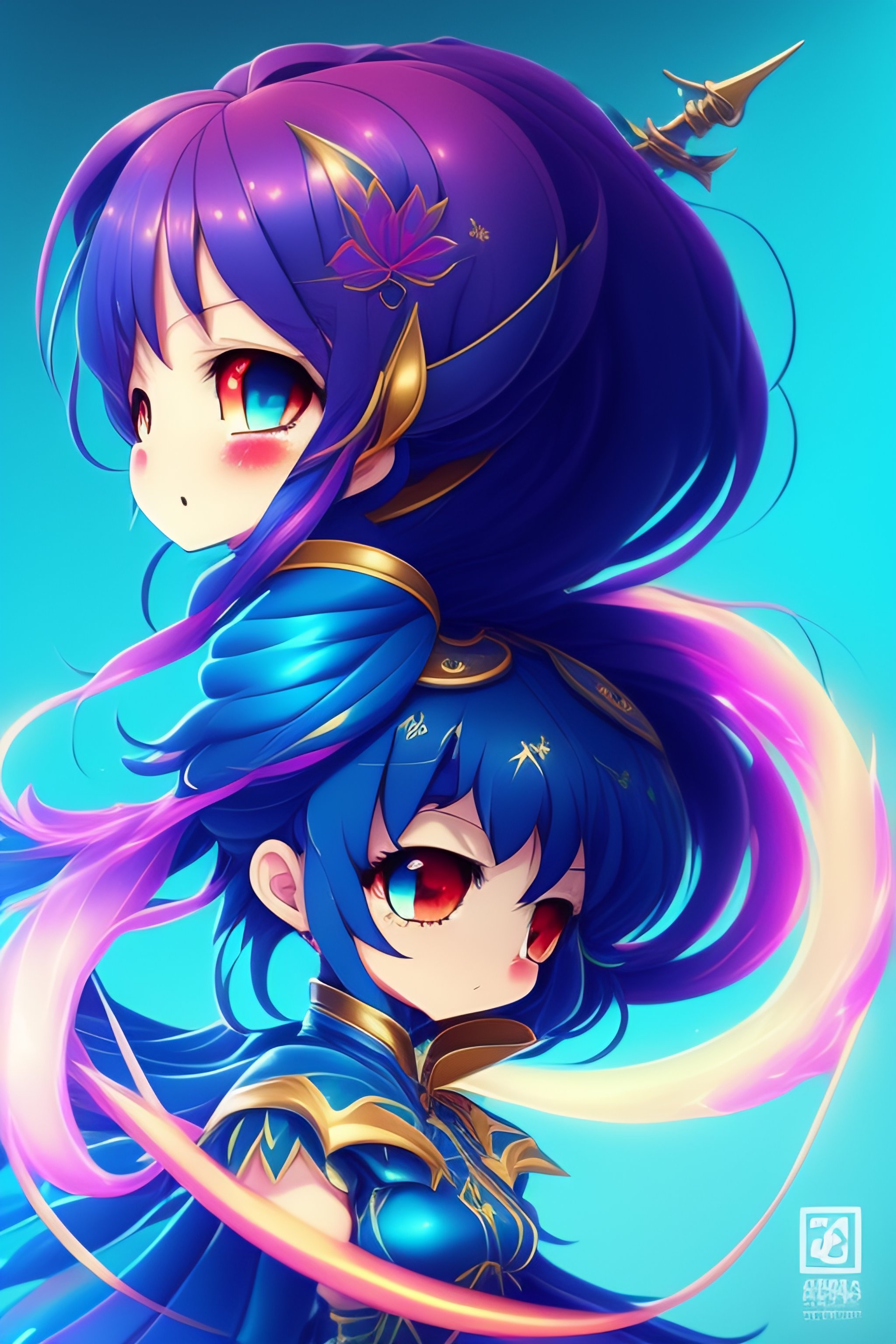 Lexica - A cerulean phoenix, in the style of chibi anime.