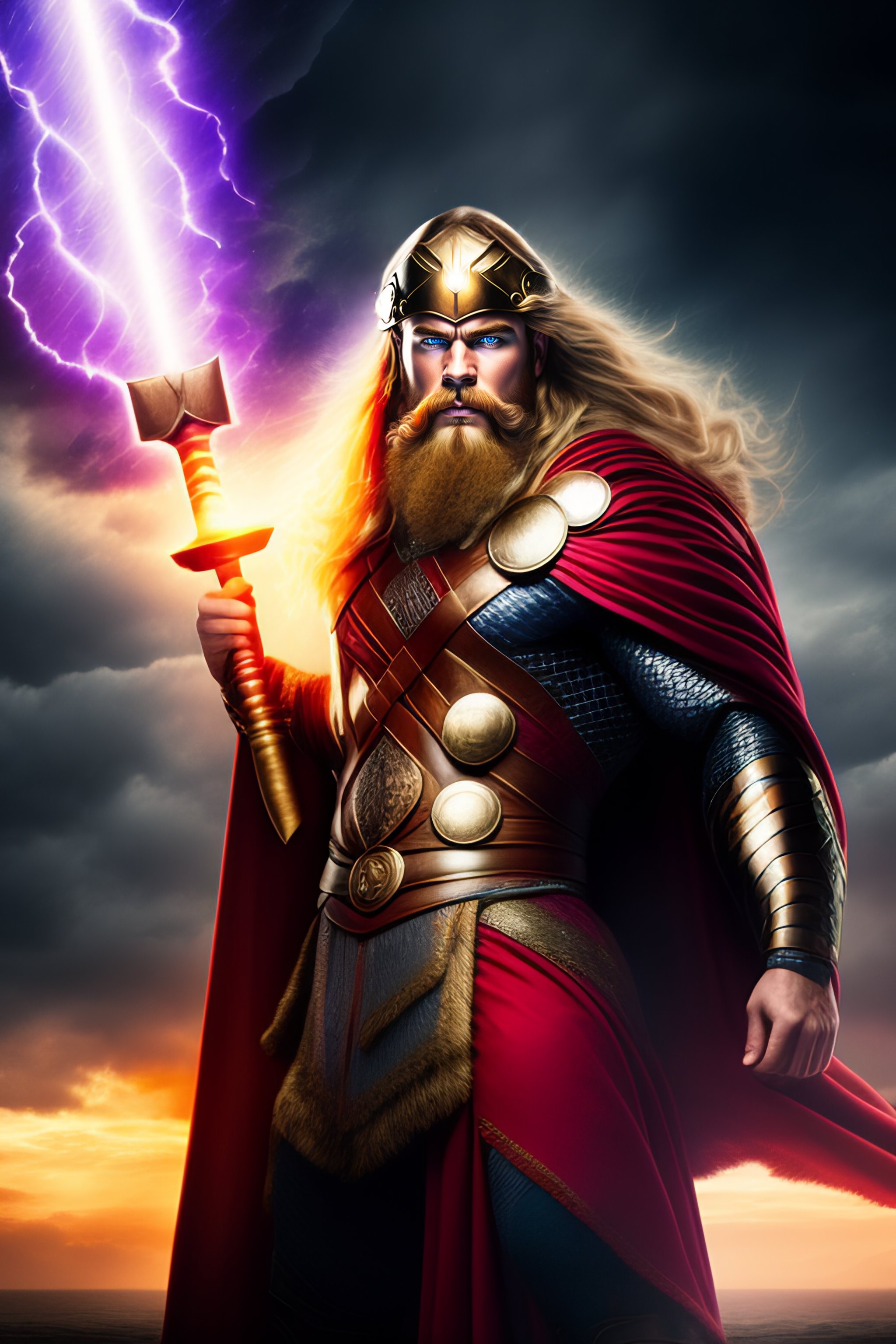 Lexica - Realistic, psychedelic image of Thor Norwegian Viking God ...