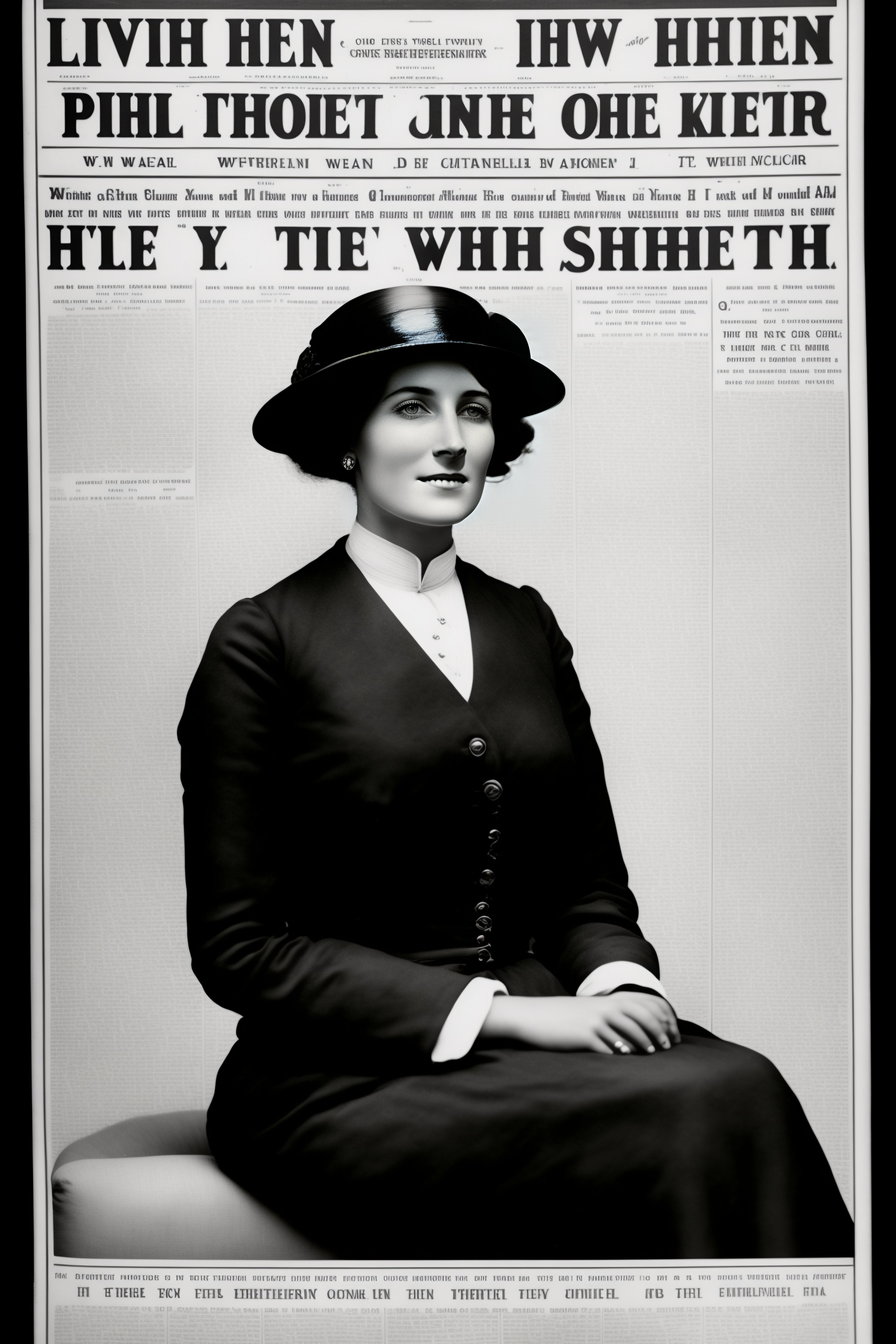 Lexica - 1912 newspaper photograph of young woman sitting down