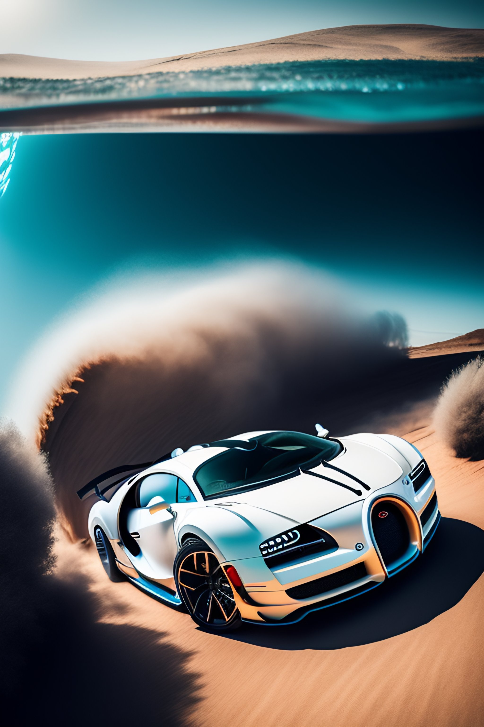 Lexica - Surrealistic, bugatti Hero, central, matte white, 8k, vintage