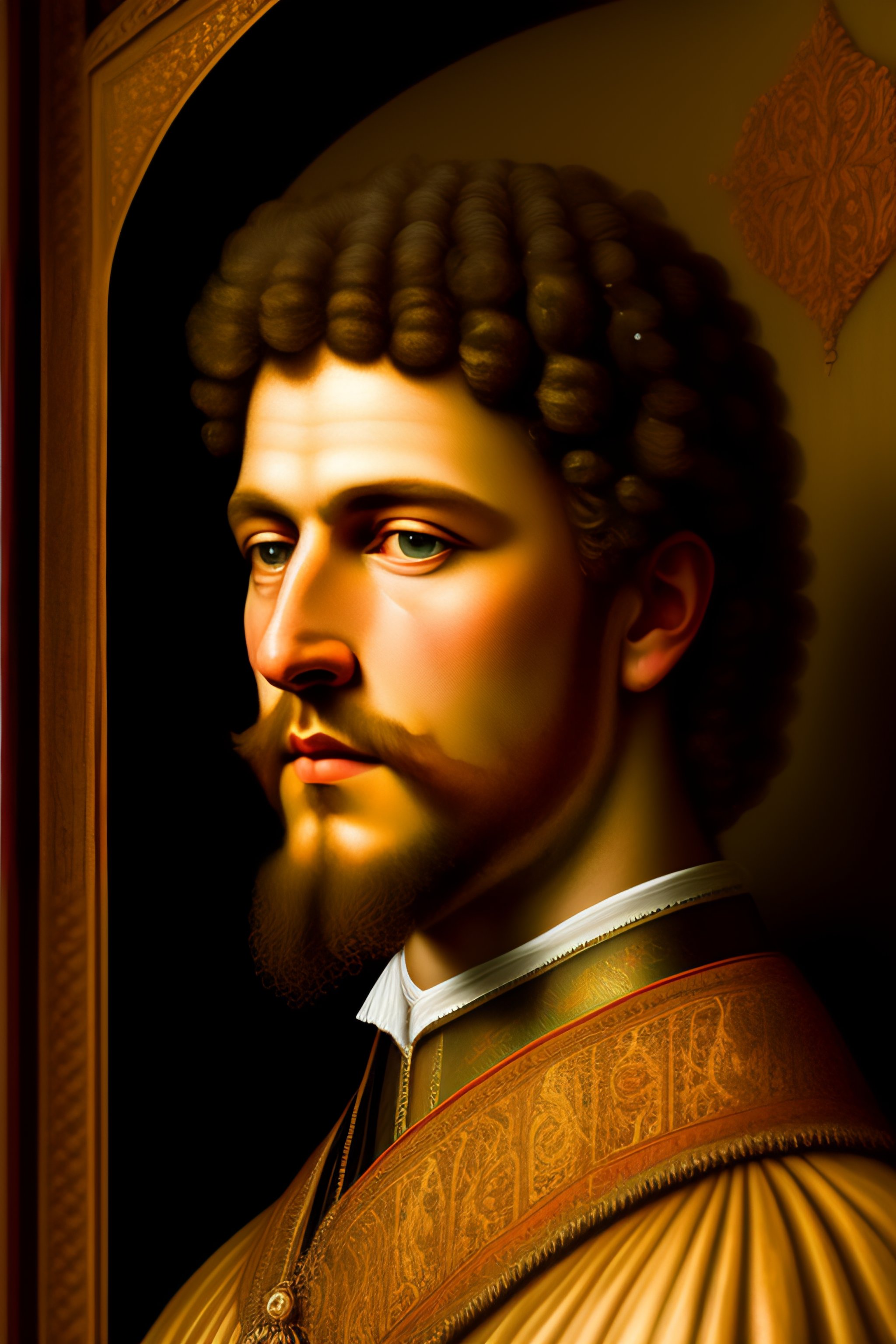 Lexica - A medieval portrait of a chad highly detailed style of Rembrandt