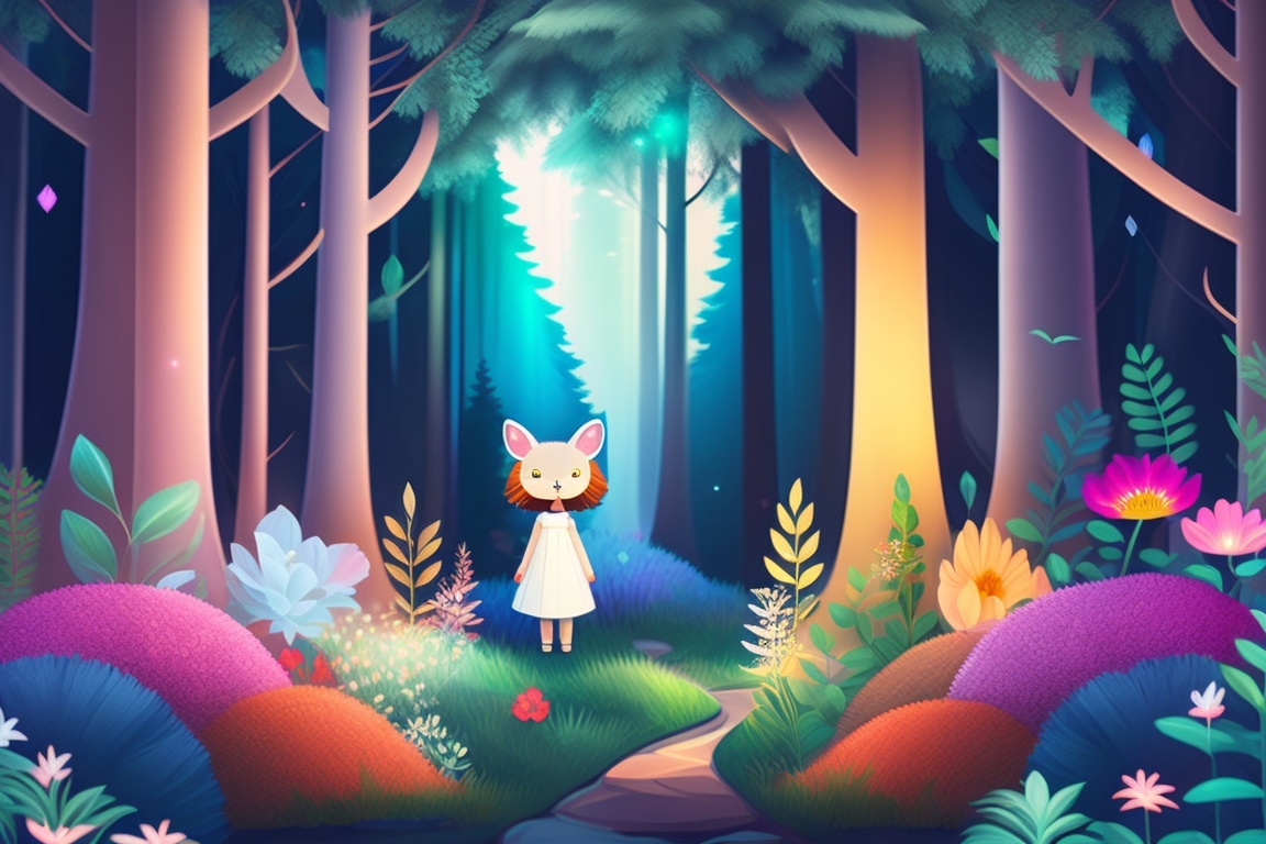 Lexica - An illustration of the enchanted forest, with tall, lush trees ...
