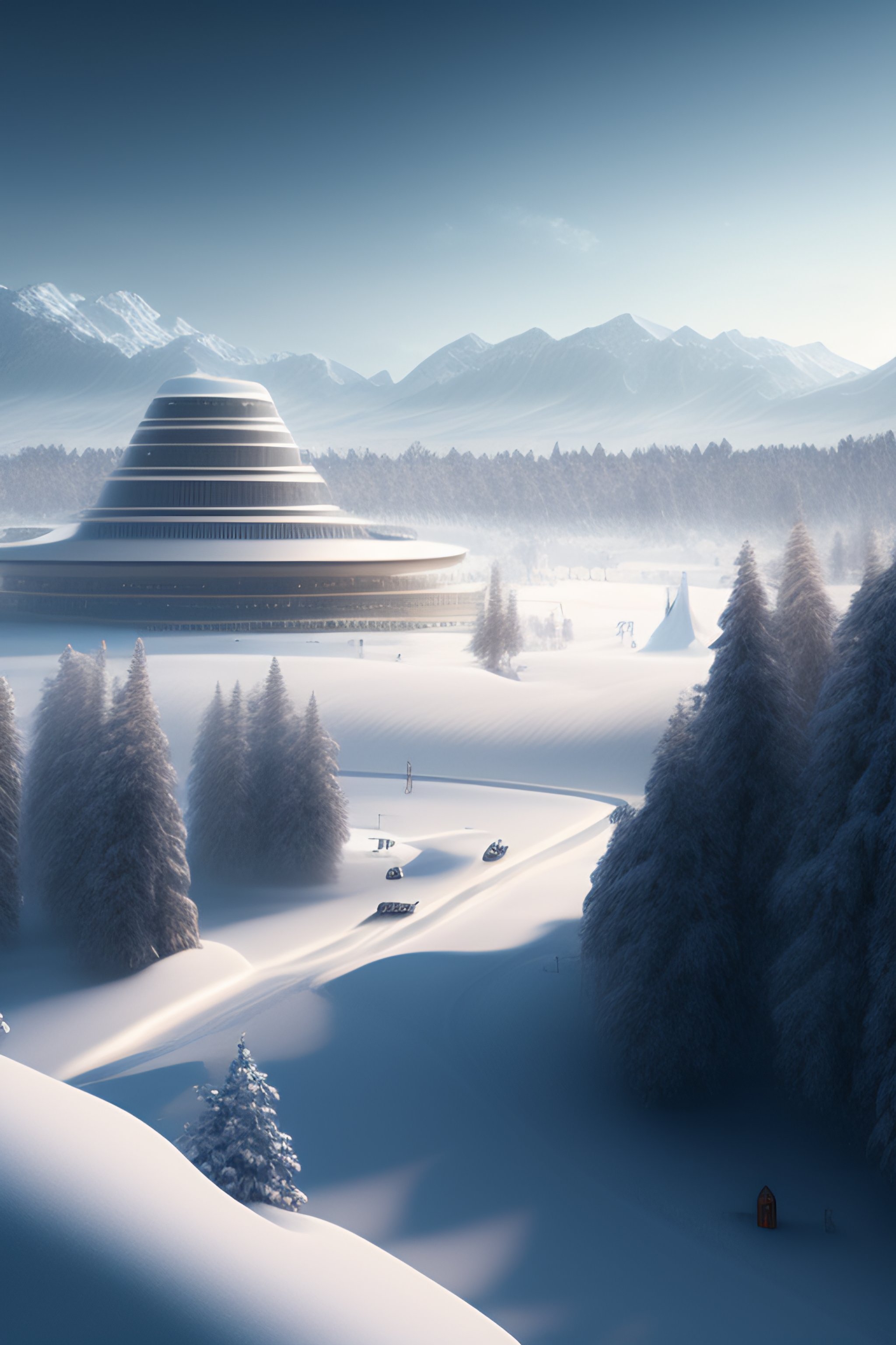 Lexica - Hyper-realistic, portrait, futuristic, small town background ...