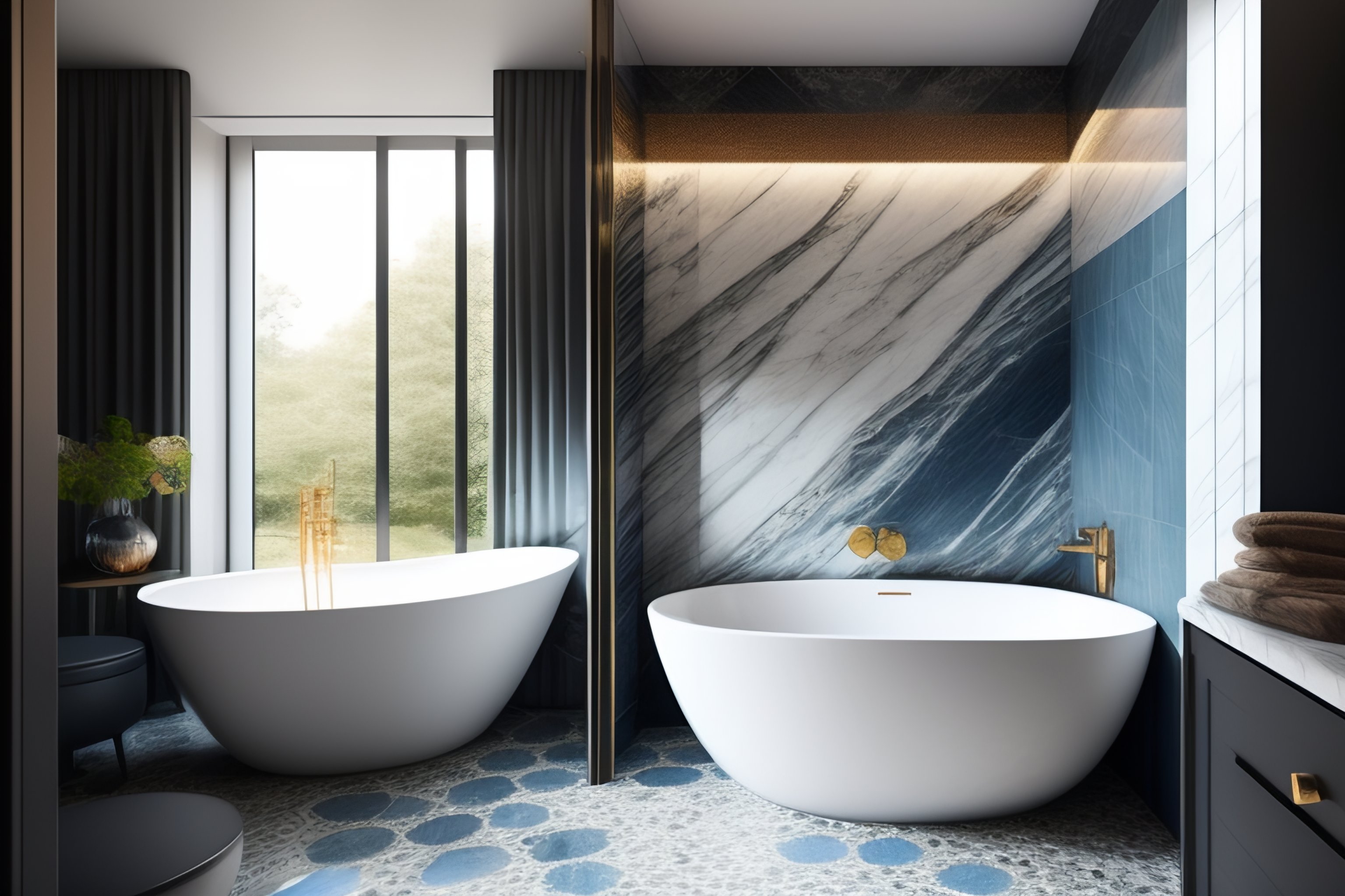 Lexica - Opulent bathroom tiles in marble imitation, mosaic covered ...