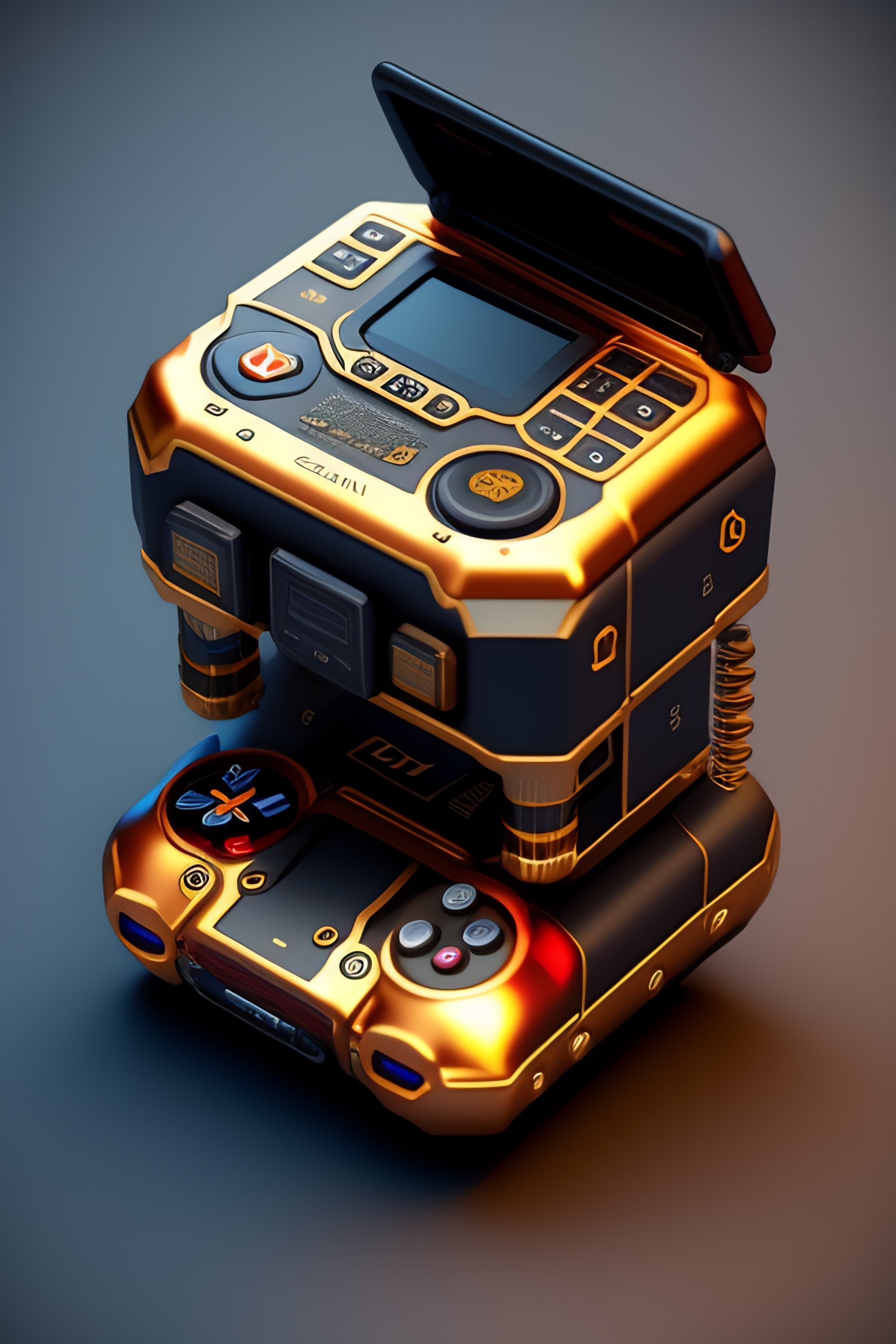 Lexica - A isometric digital painting of a steampunk PlayStation ...