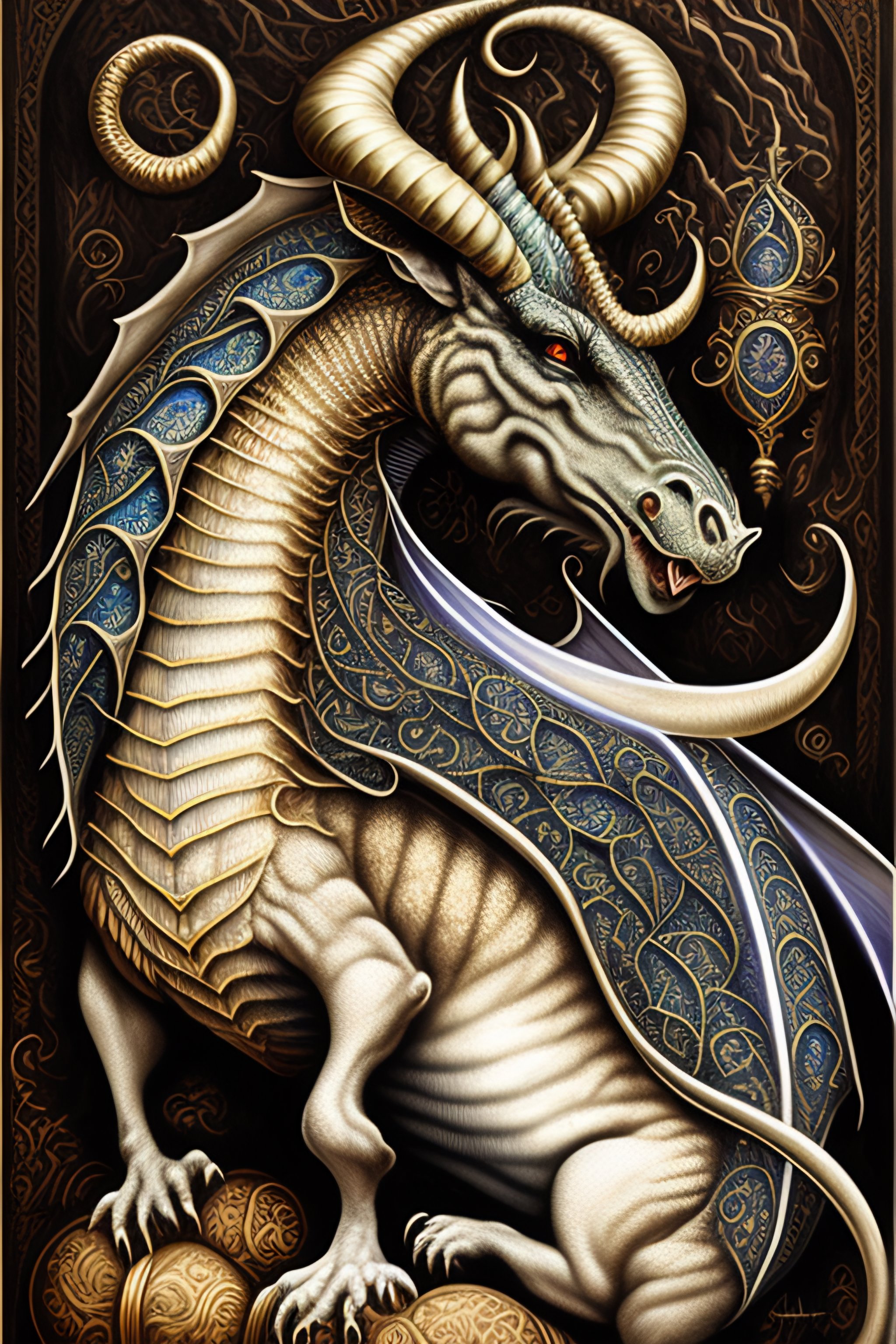 Lexica - A portrait of a dark music dragon, detailed, fantasy, scary ...