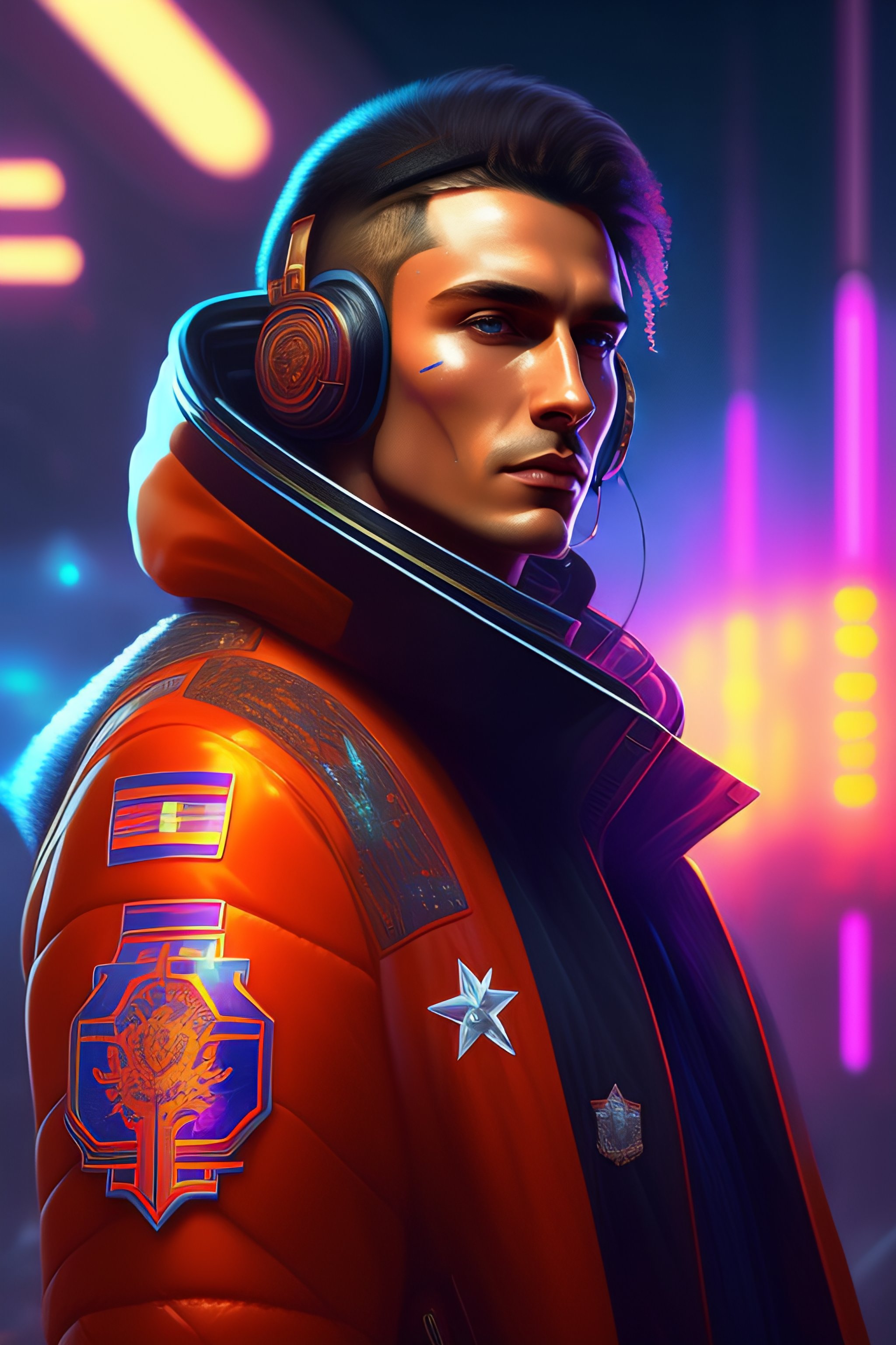 Lexica - Putin cyborg in space war with laser blaster, neon operator ...