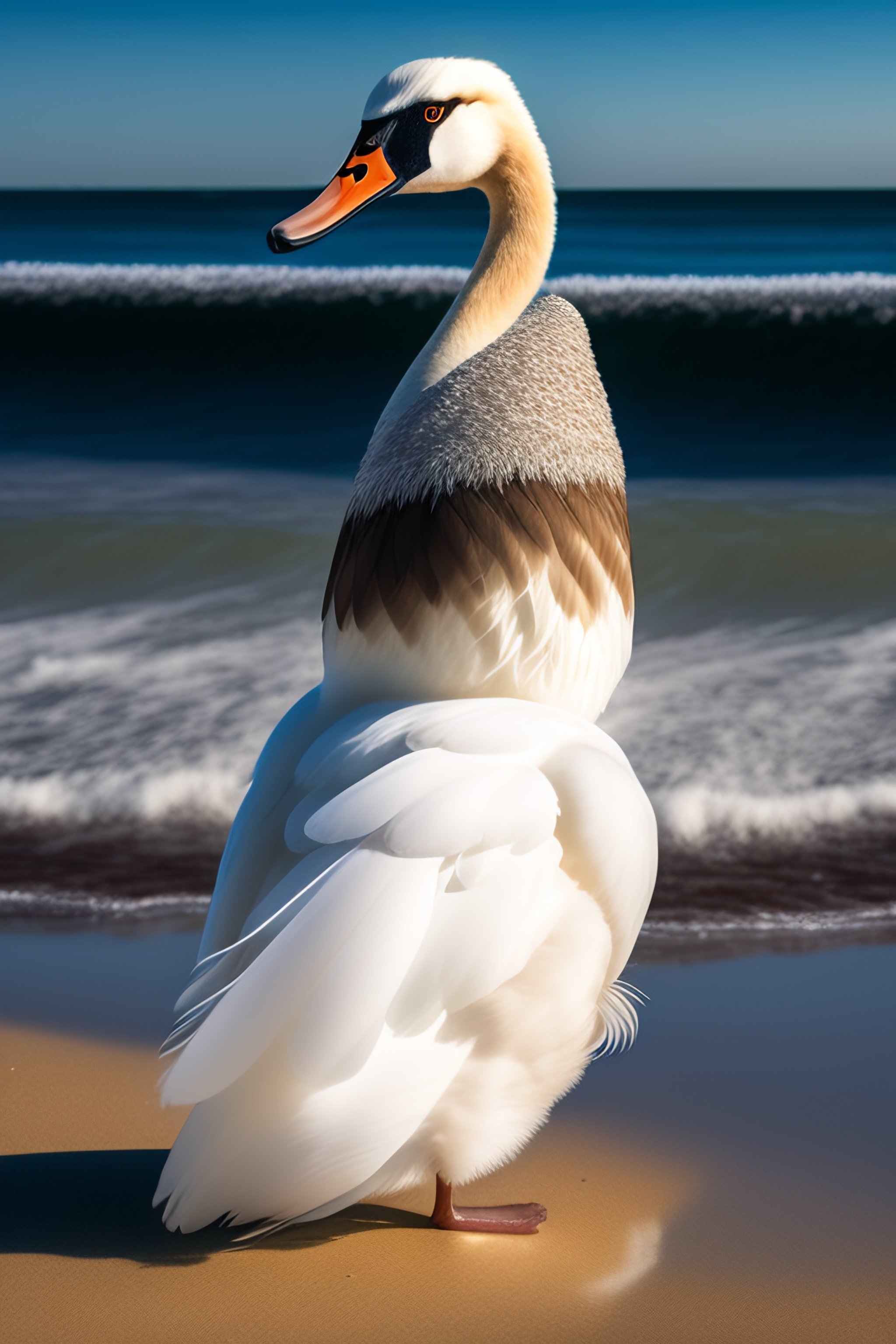 Lexica - Swan cloak made from feathers at the beach